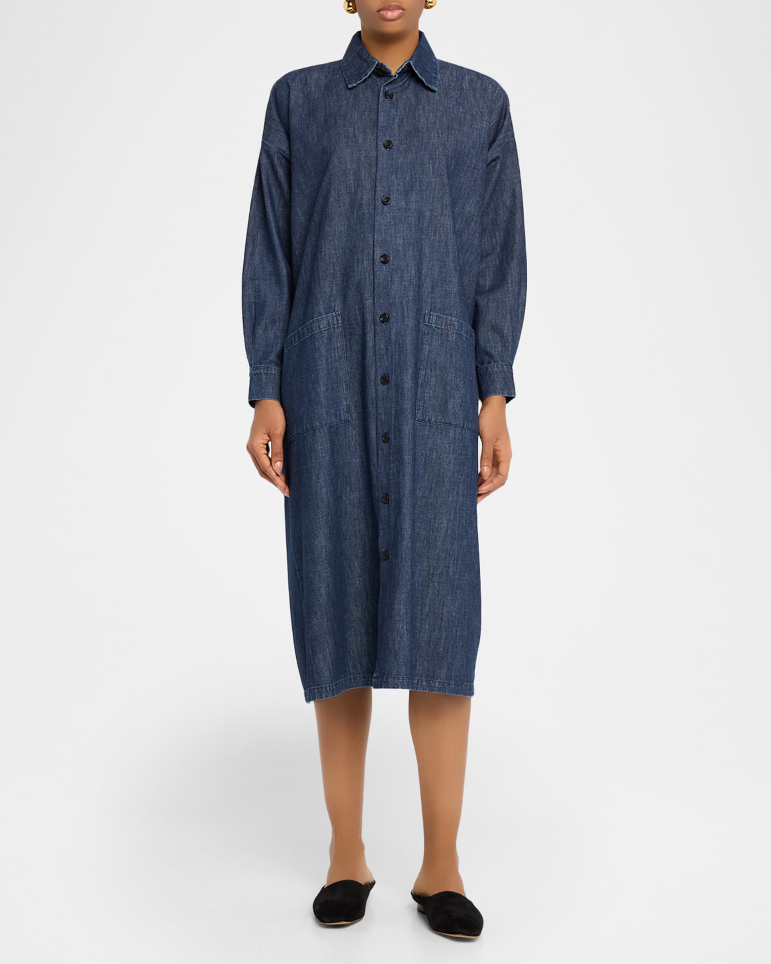 Eskandar Angle To Front Side Seam Shirt Dress With Collar | Neiman Marcus
