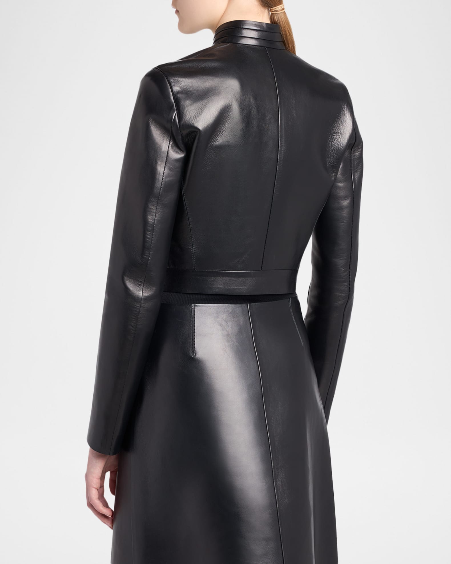 TOM FORD Nappa Leather Single-Breasted Crop Jacket | Neiman Marcus