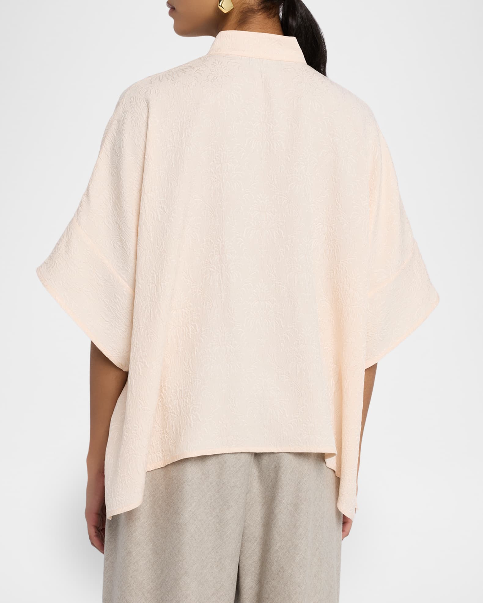 Eskandar A-Line Textured Silk Shirt | Neiman Marcus