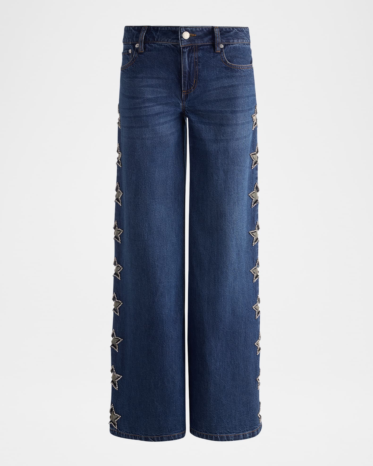 ALICE + OLIVIA Amazing Embellished Low-Rise Baggy Jeans | Neiman Marcus