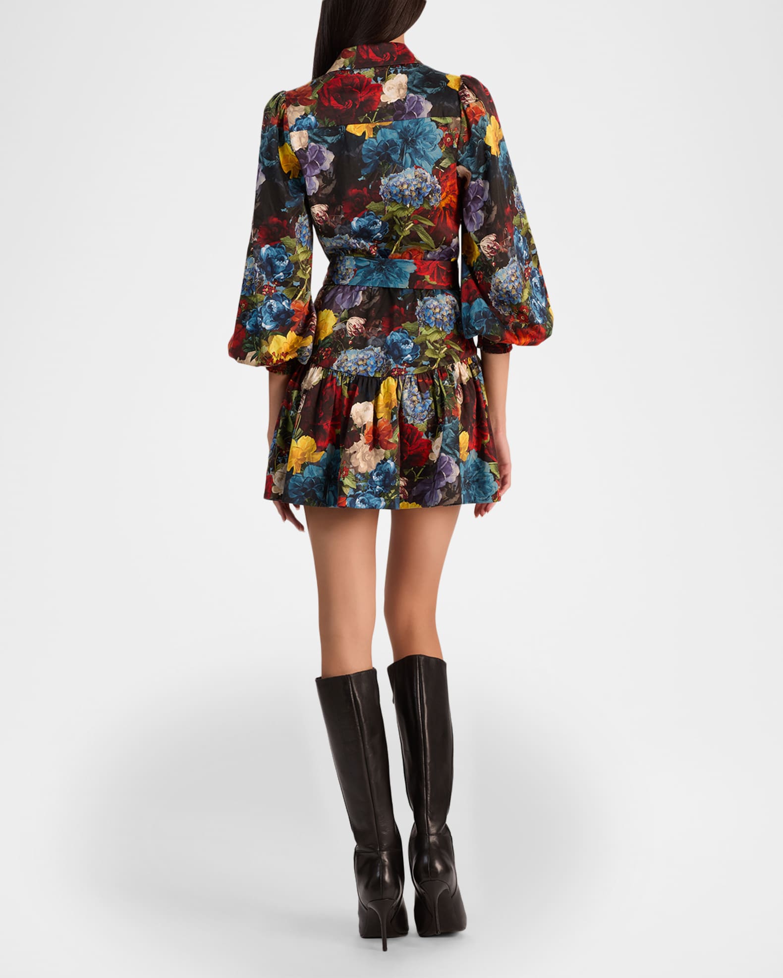 ALICE + OLIVIA Flourish Lily Drop-Waist Mini Dress | Neiman Marcus