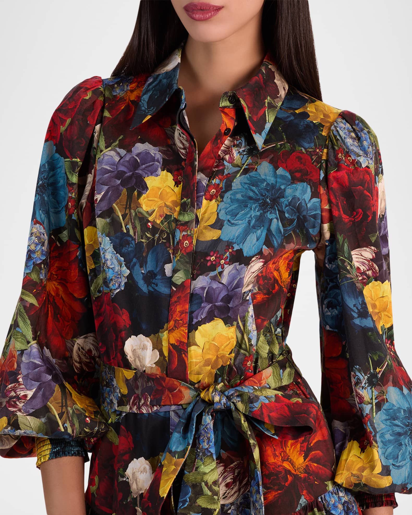 ALICE + OLIVIA Flourish Lily Drop-Waist Mini Dress | Neiman Marcus