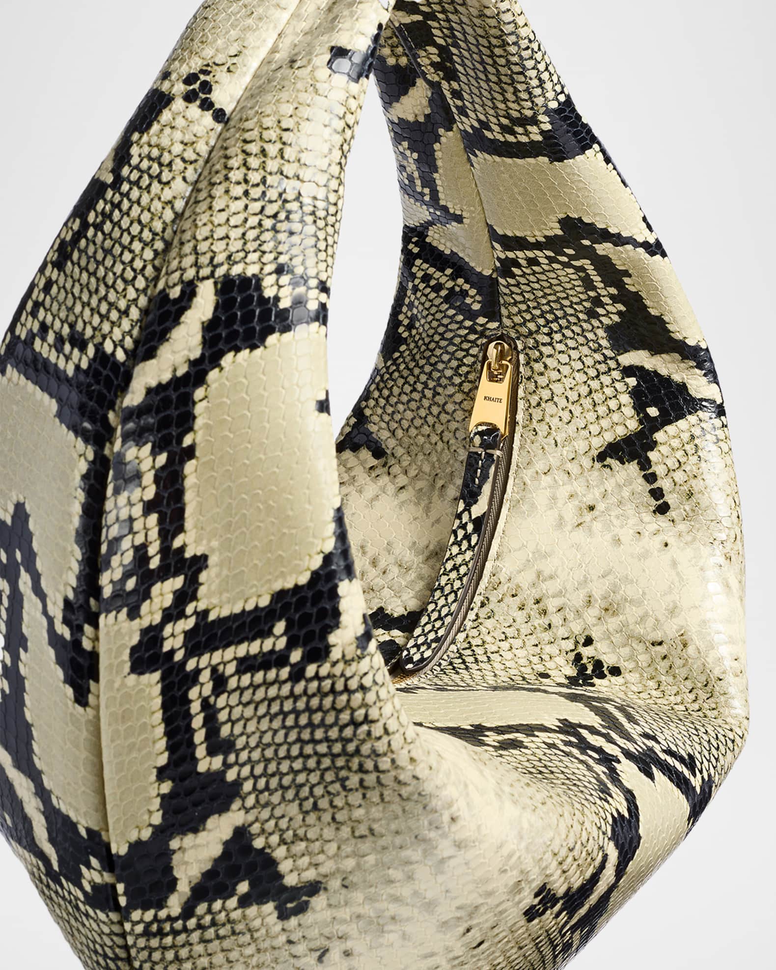 Khaite Olivia Medium Python-Embossed Leather Hobo Bag | Neiman Marcus