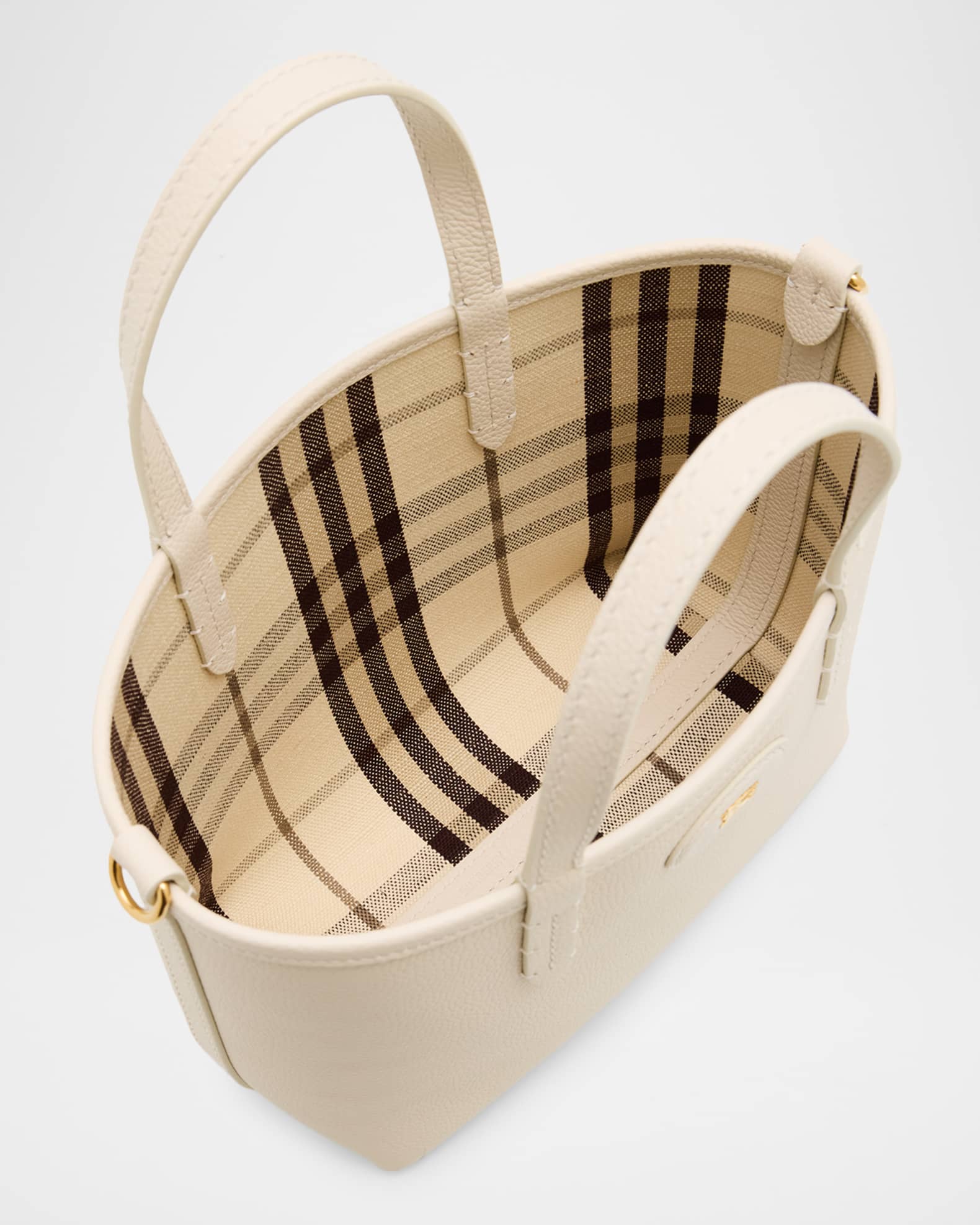 Burberry Mini Reversible Check & Leather Tote Bag | Neiman Marcus