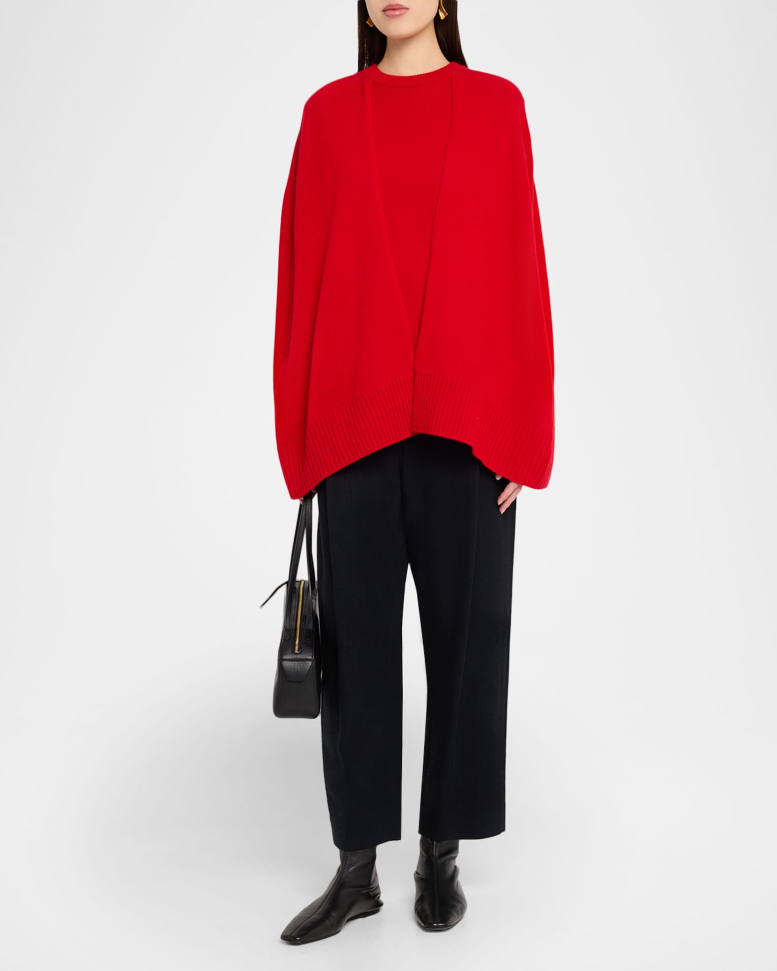 Toteme Cashmere Crewneck Cape Sweater | Neiman Marcus