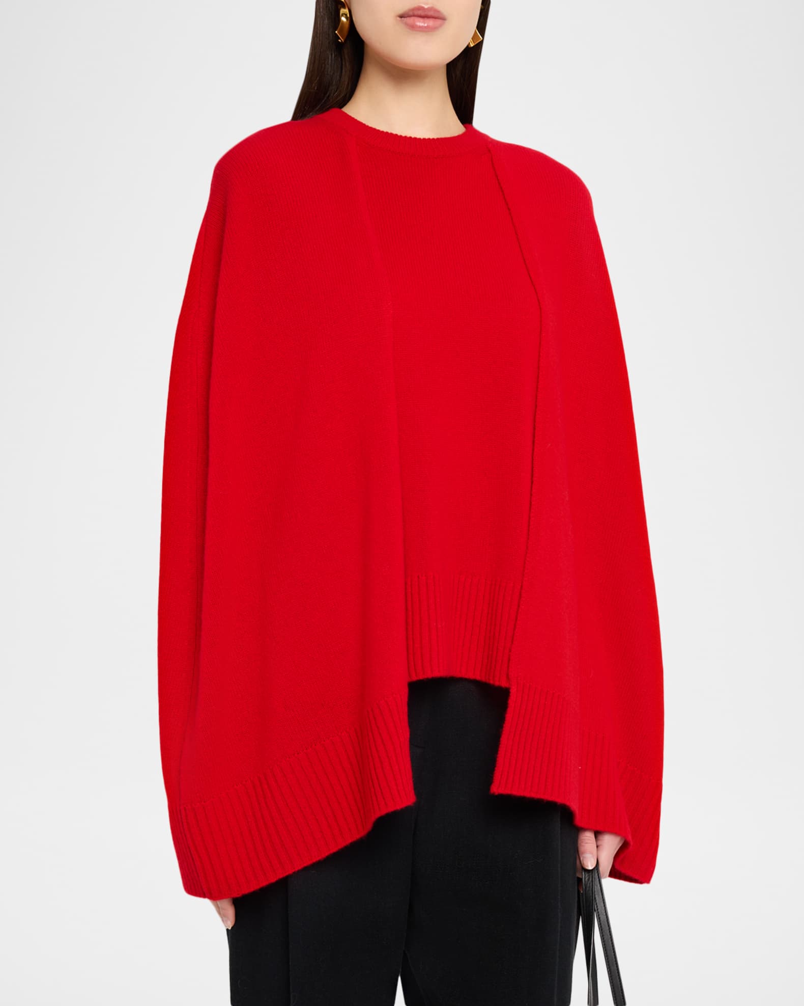 Toteme Cashmere Crewneck Cape Sweater | Neiman Marcus