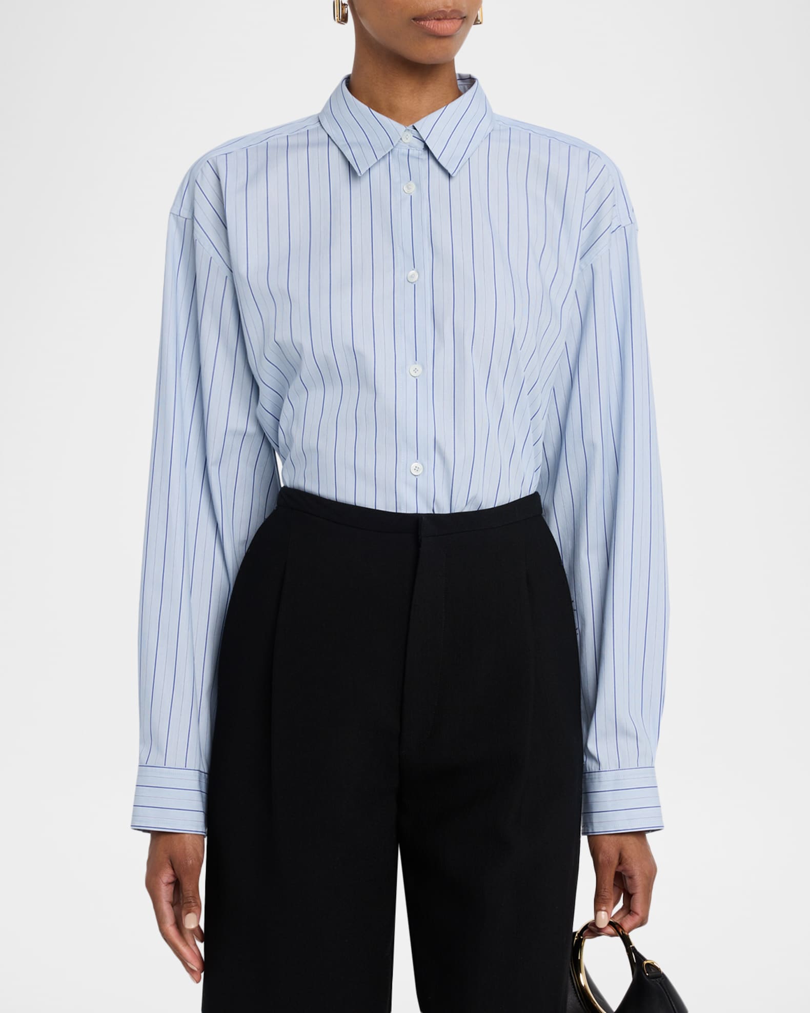 Toteme Classic Stripe Button-Front Shirt | Neiman Marcus