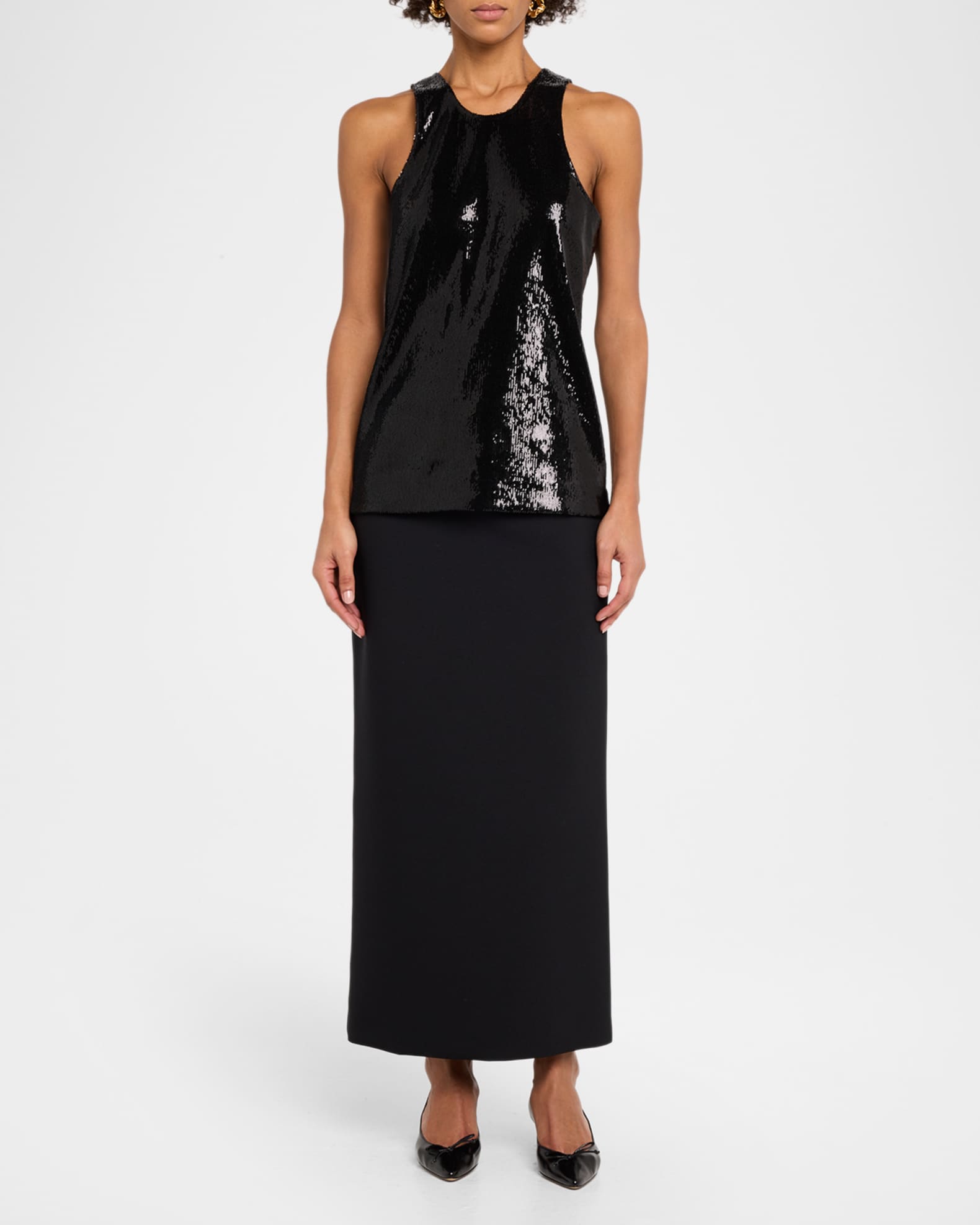 Toteme Curved Sequined Tank Top | Neiman Marcus