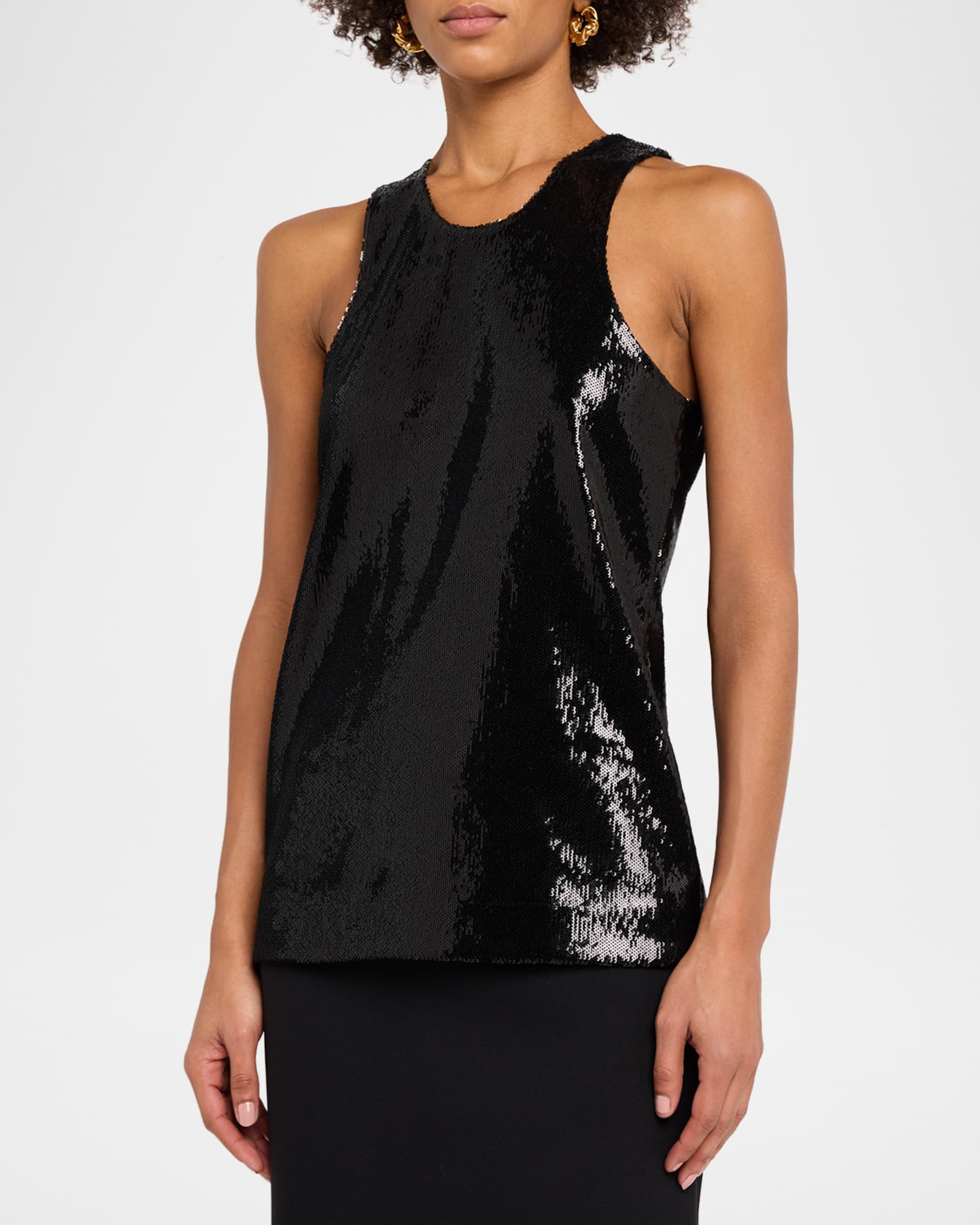 Toteme Curved Sequined Tank Top | Neiman Marcus