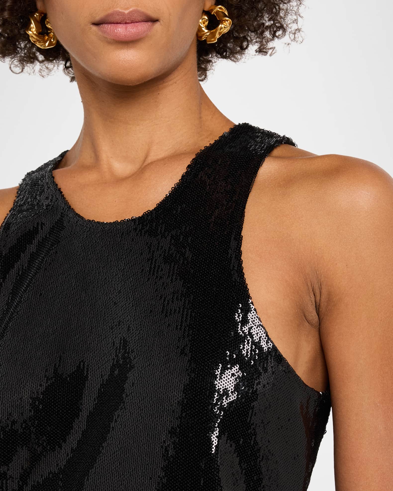 Toteme Curved Sequined Tank Top | Neiman Marcus