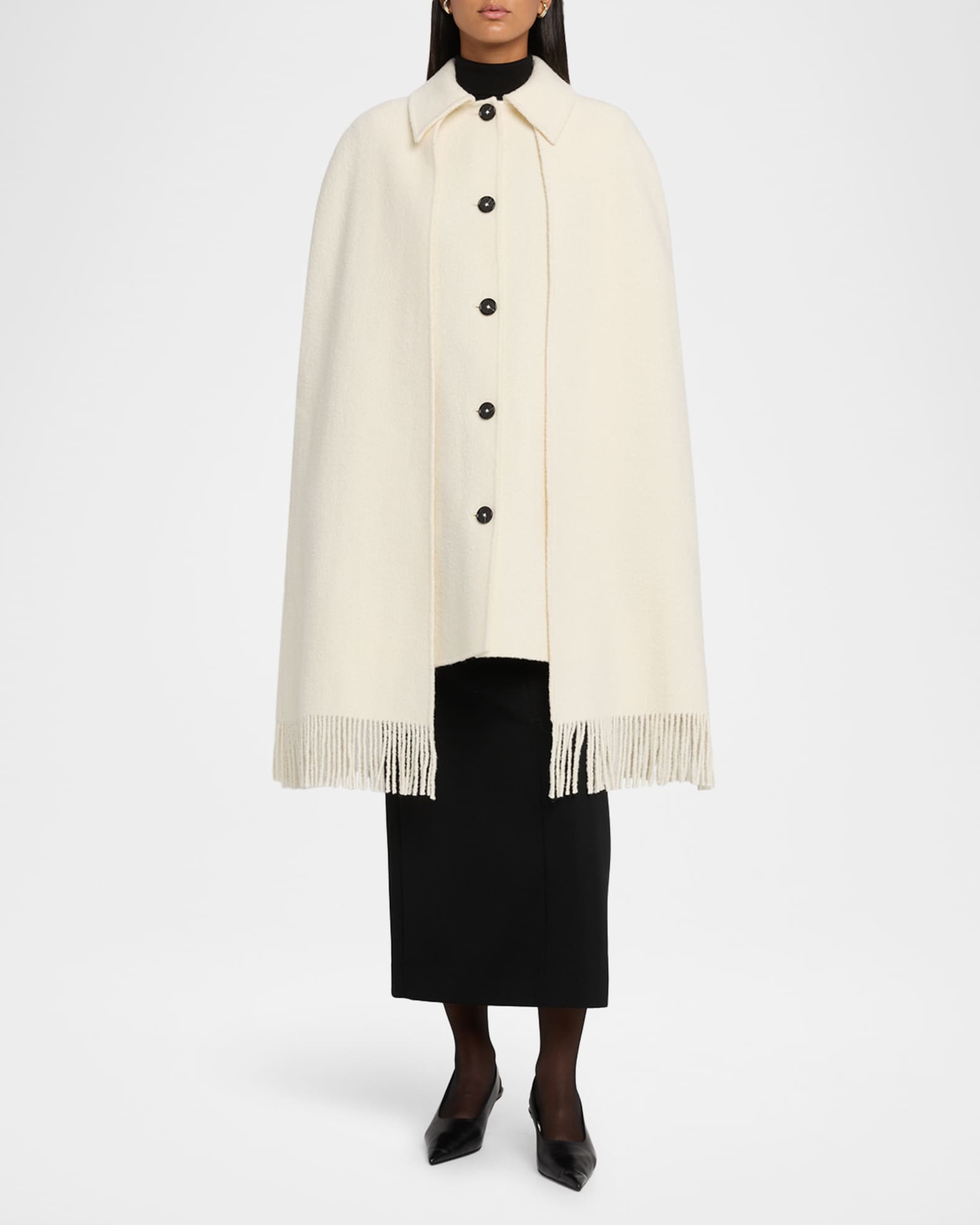 Toteme Fringe Cape Coat | Neiman Marcus