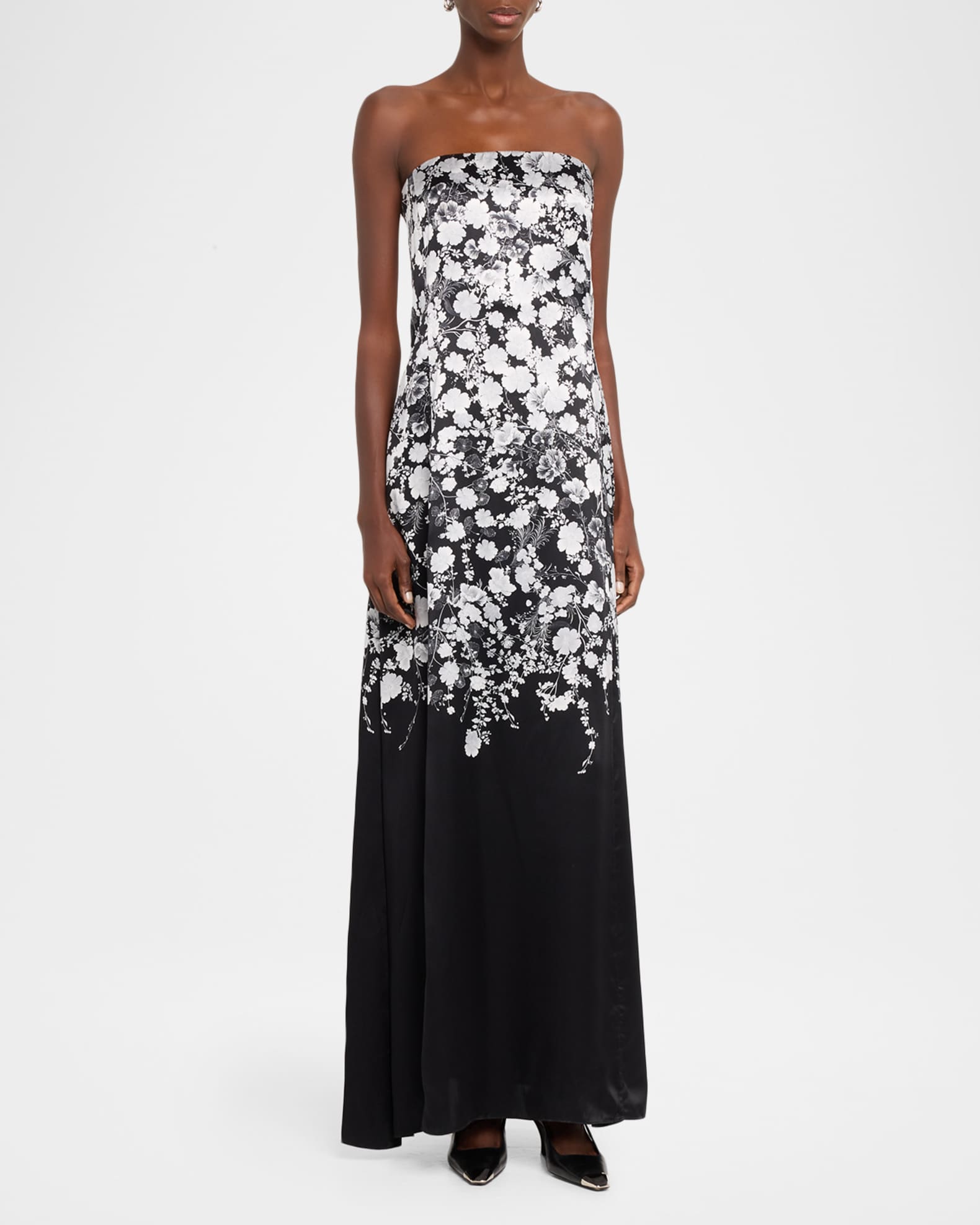 Adam Lippes Marais Two-Tone Floral Strapless Column Dress | Neiman Marcus