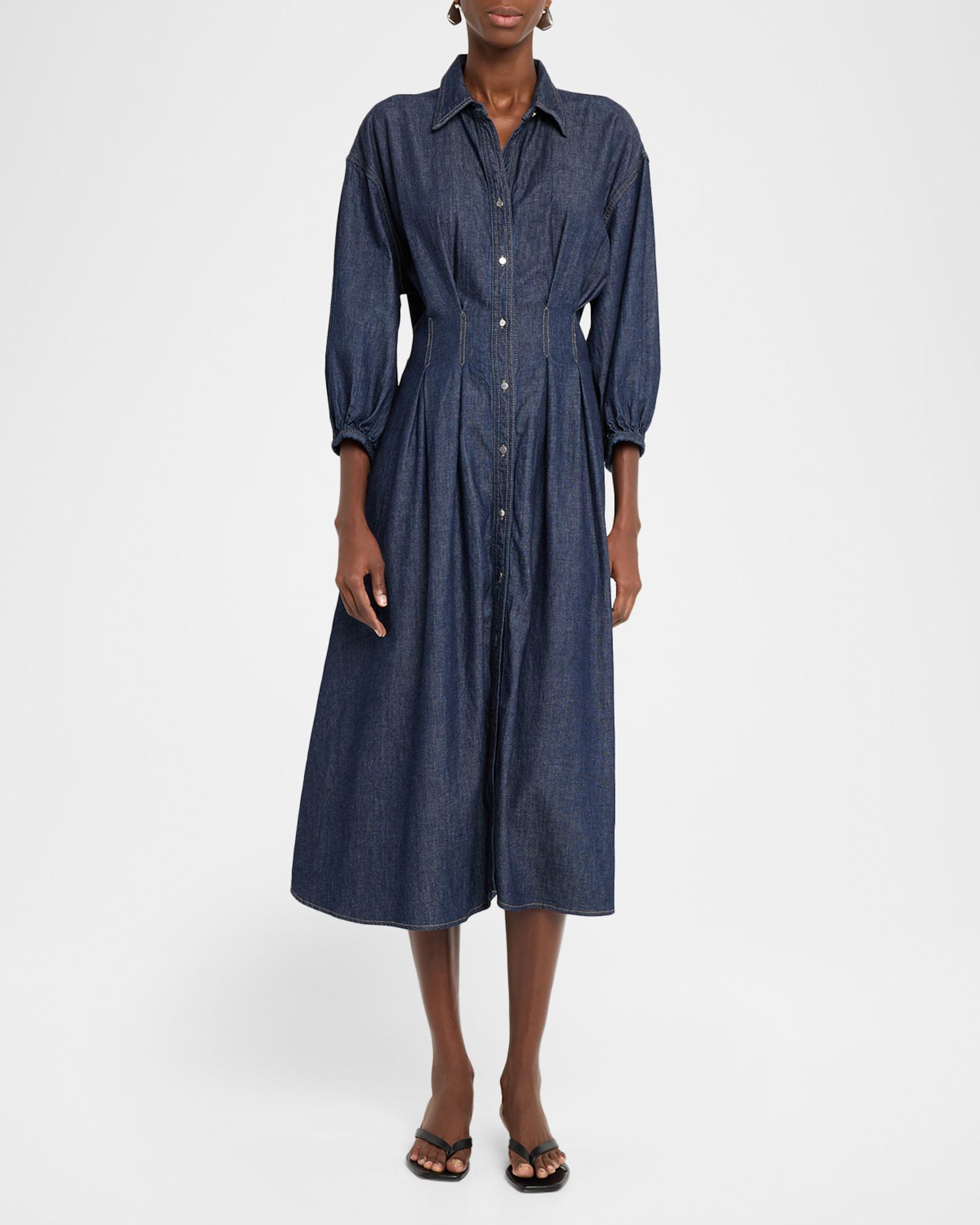 TWP Mason Dress in Denim Shirting | Neiman Marcus