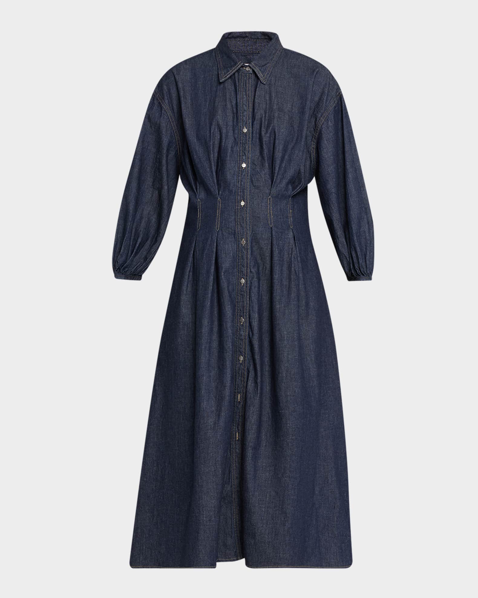 TWP Mason Dress in Denim Shirting | Neiman Marcus