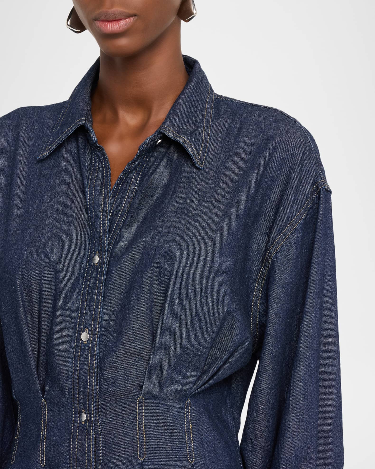 TWP Mason Dress in Denim Shirting | Neiman Marcus