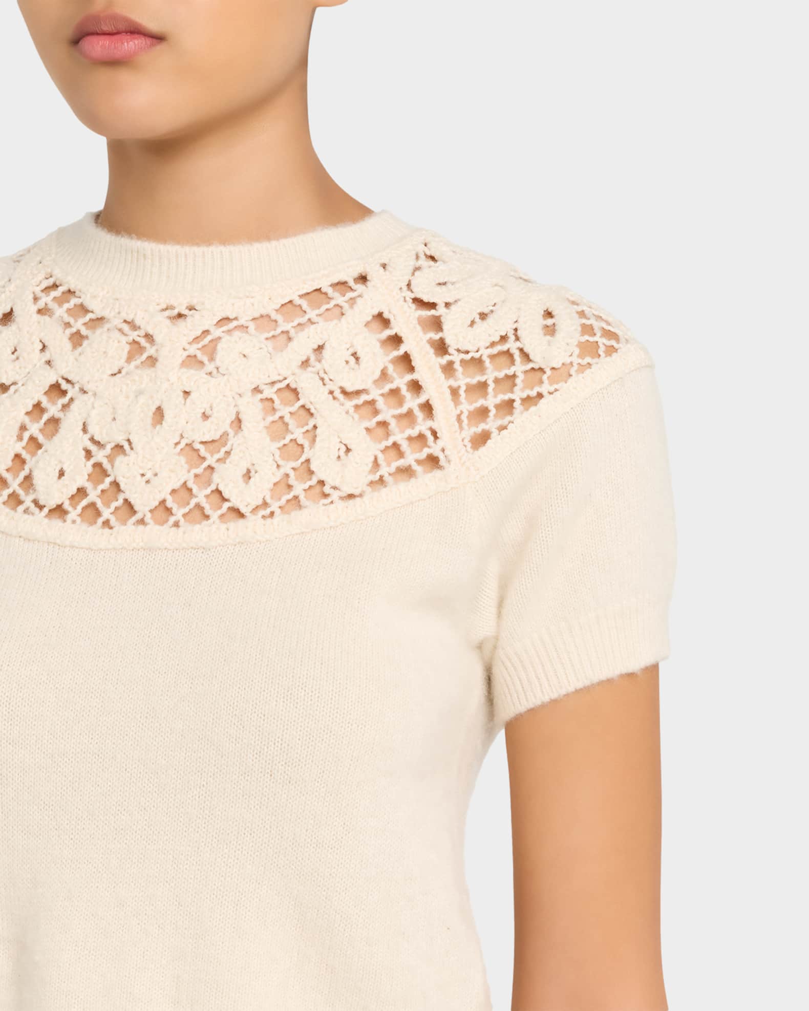 FRAME The Lace Gathered Sweater | Neiman Marcus