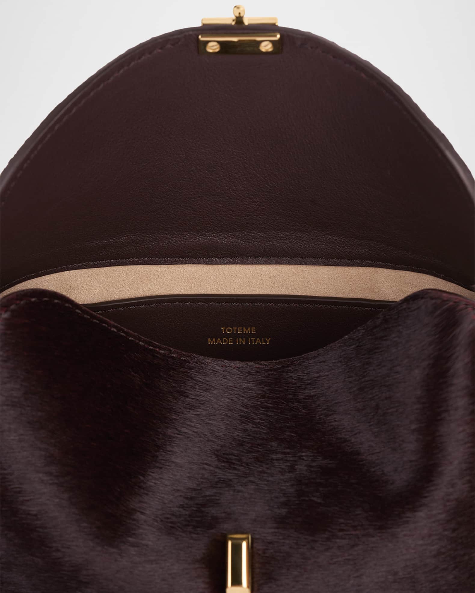 Toteme Mini T-Lock Calf Hair Clutch Bag | Neiman Marcus