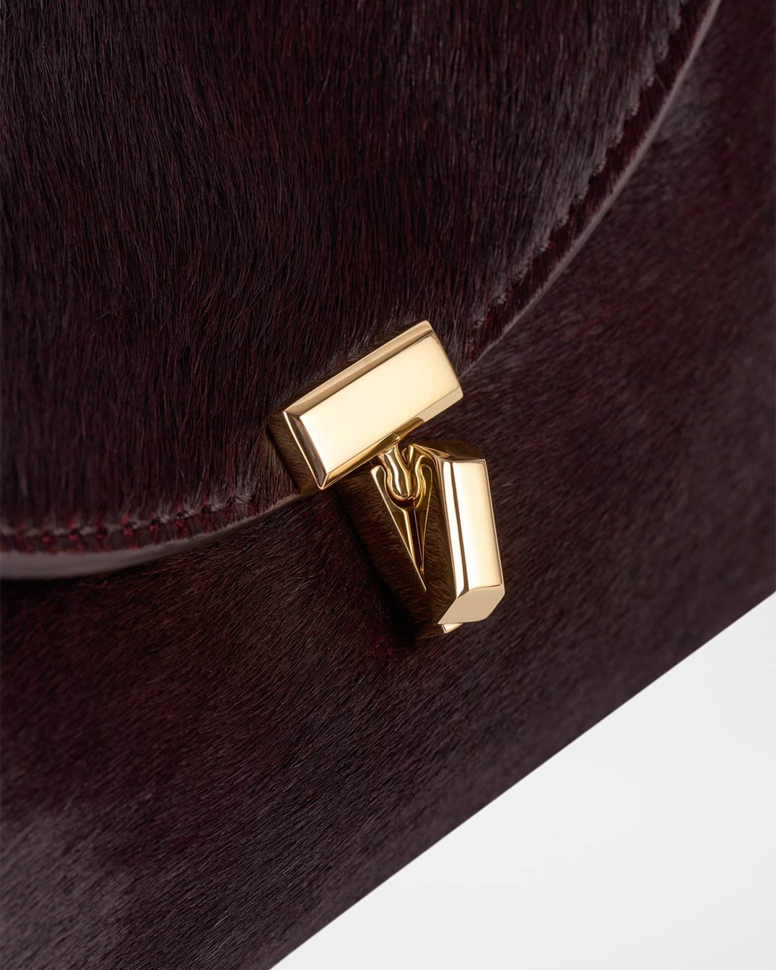 Toteme Mini T-Lock Calf Hair Clutch Bag | Neiman Marcus