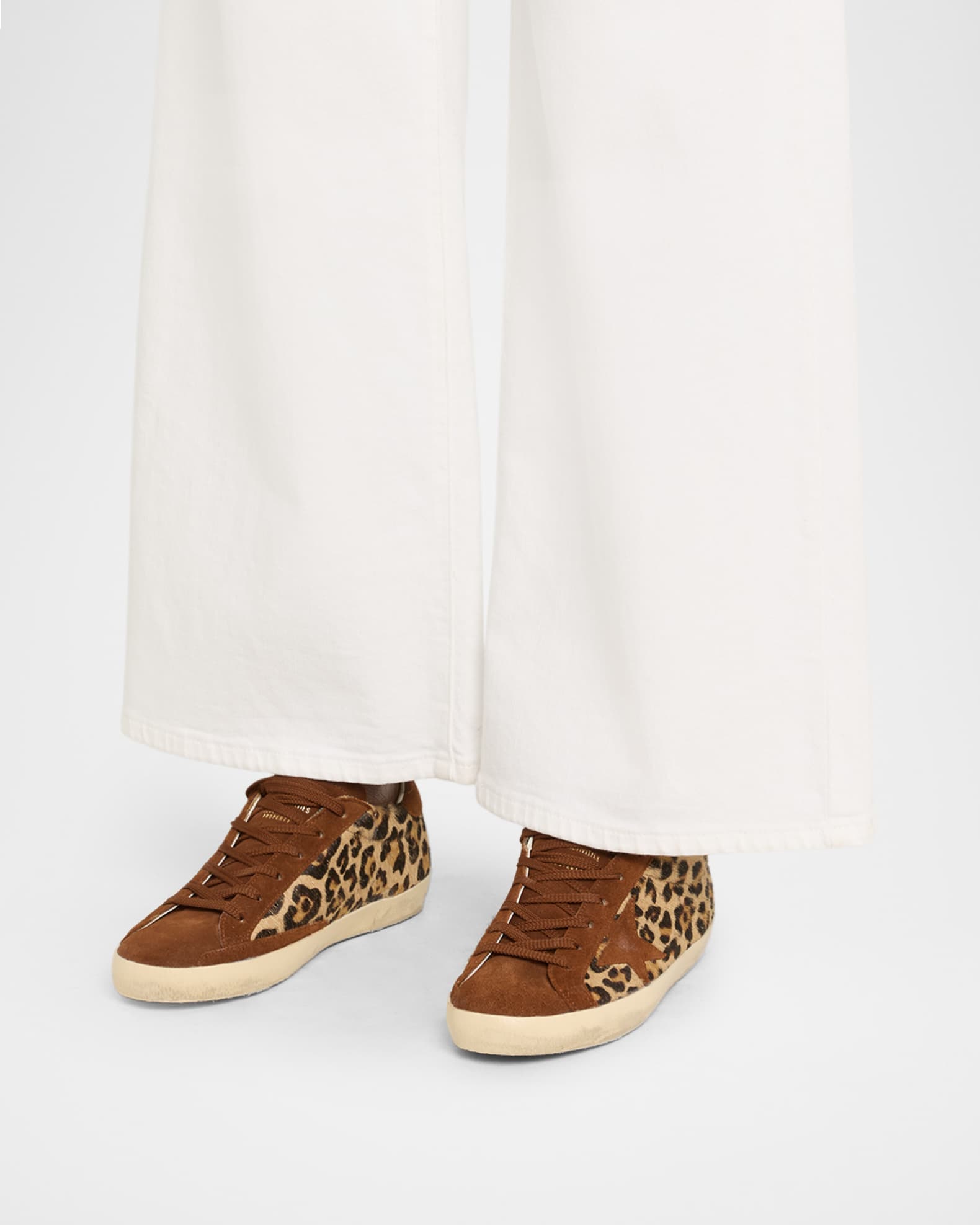 Golden Goose Ball Star Leopard Calf Hair and Suede Low-Top Sneakers ...