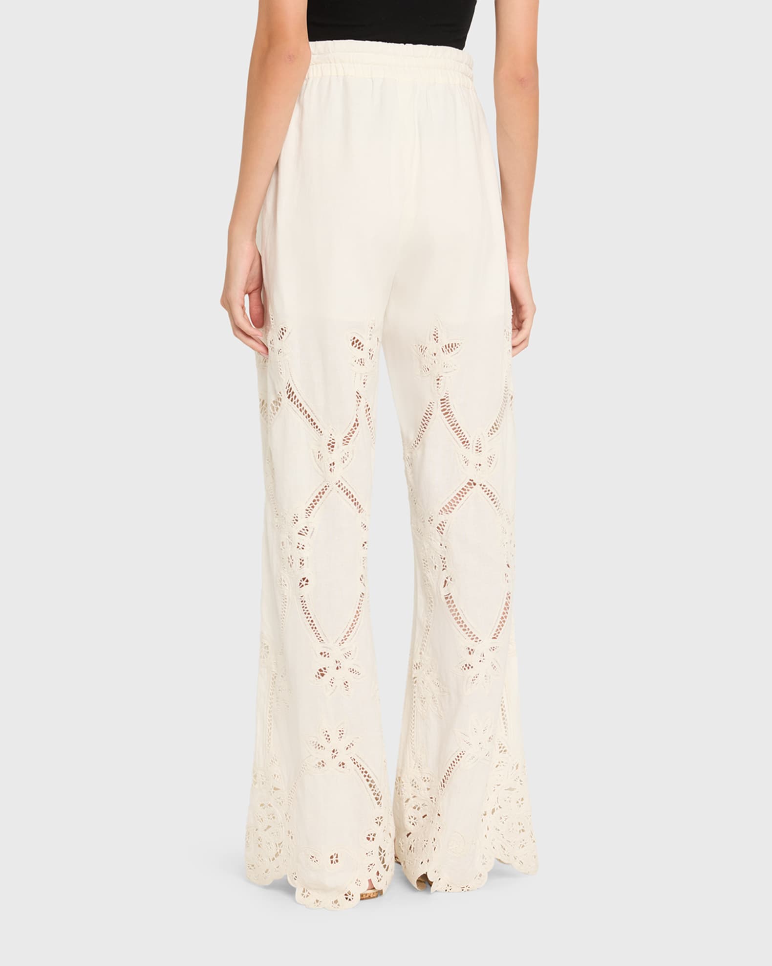 Veronica Beard Daisy Wide-Leg Eyelet Pants | Neiman Marcus