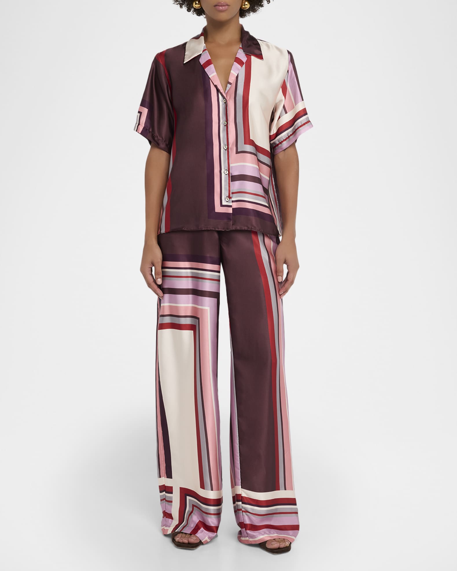 MISA Los Angeles Izzie Geo Stripe Wide-Leg Pants | Neiman Marcus