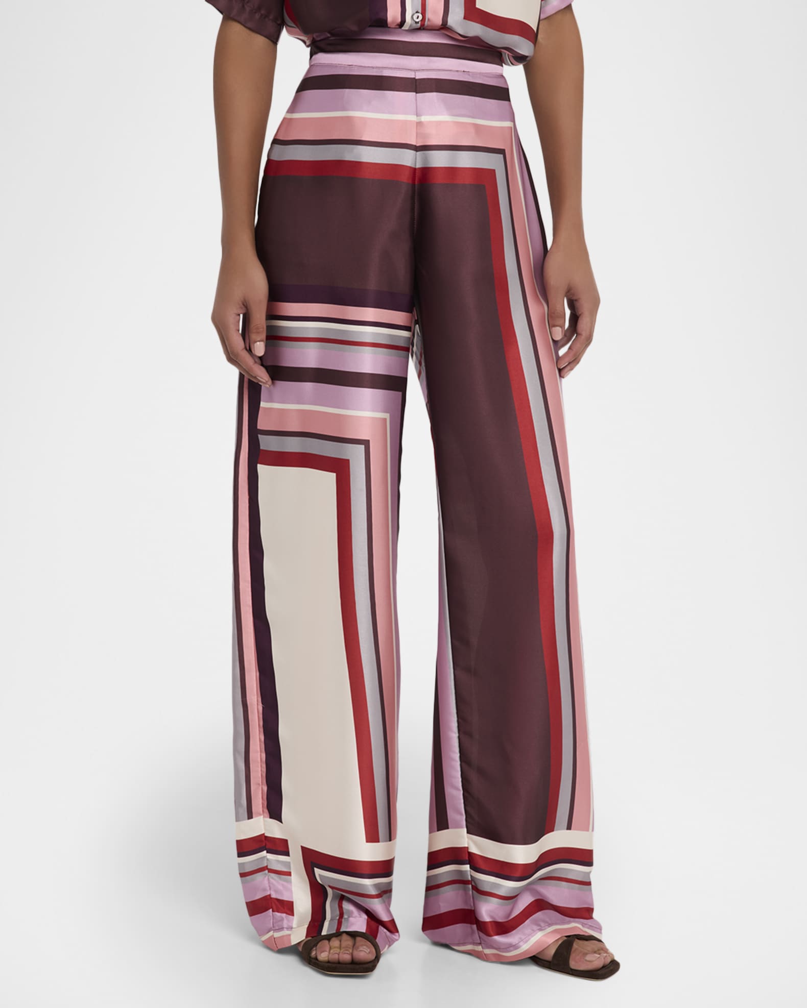 MISA Los Angeles Izzie Geo Stripe Wide-Leg Pants | Neiman Marcus