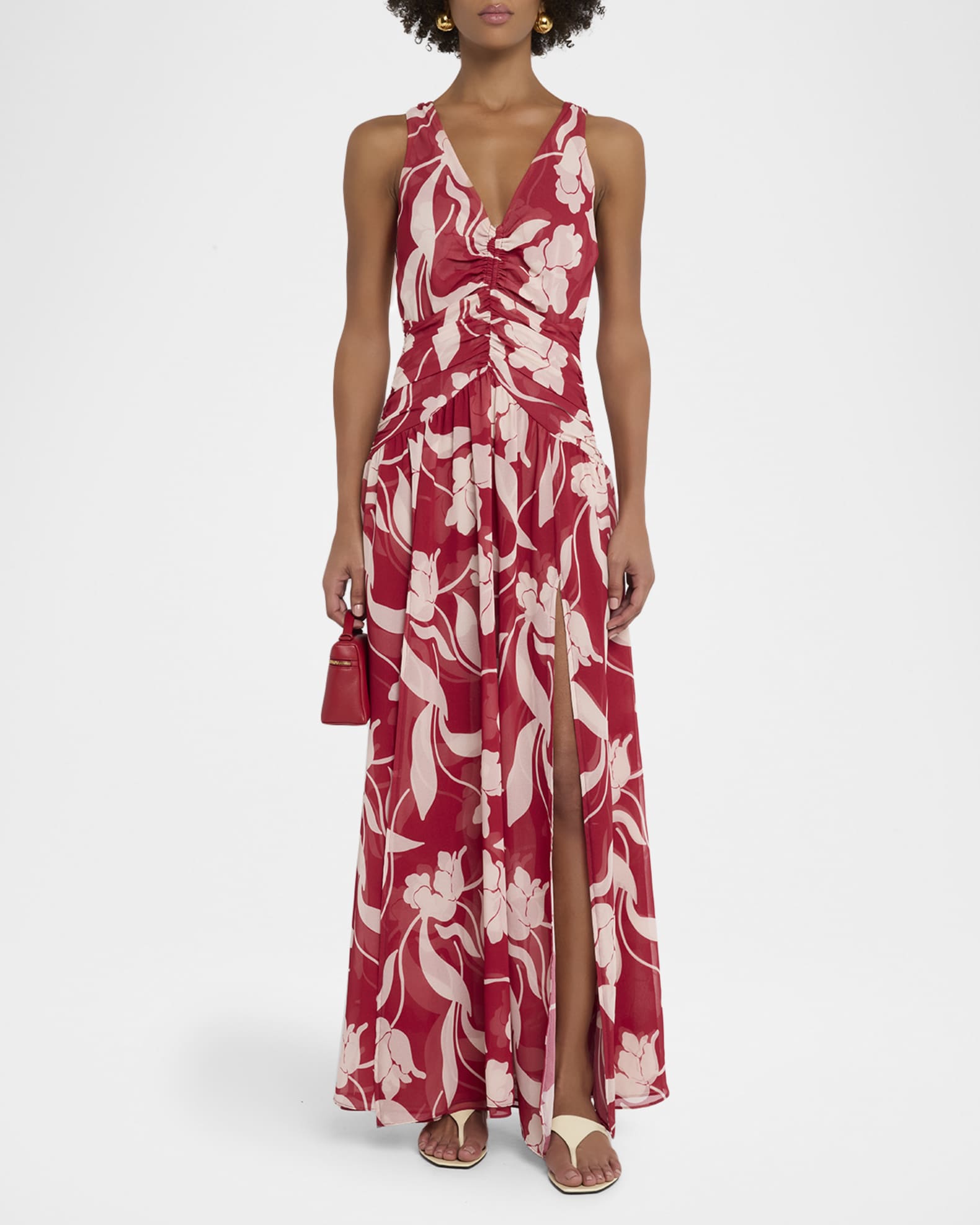 MISA Los Angeles Imogen Cherry Flora Maxi Dress | Neiman Marcus