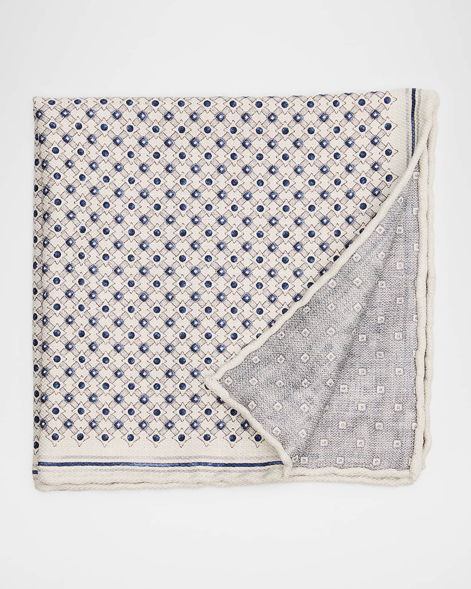 Brunello Cucinelli Men's Double-Face Geometric Silk Pocket Square ...