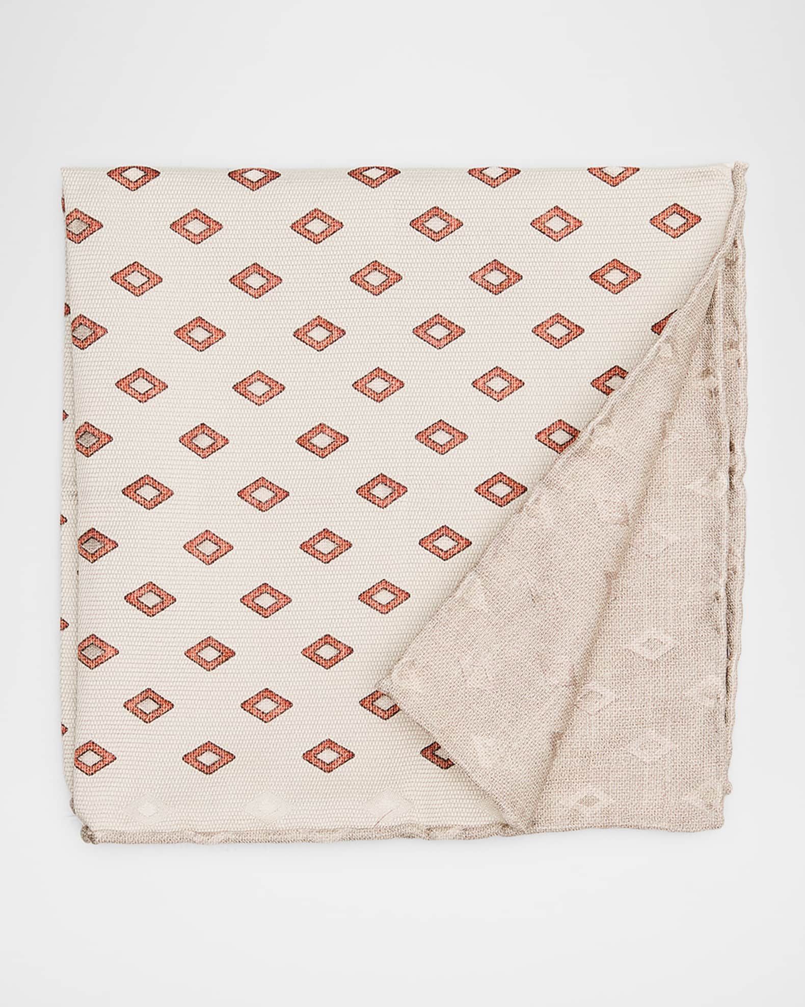 Brunello Cucinelli Men's Double-Face Geometric Silk Pocket Square ...
