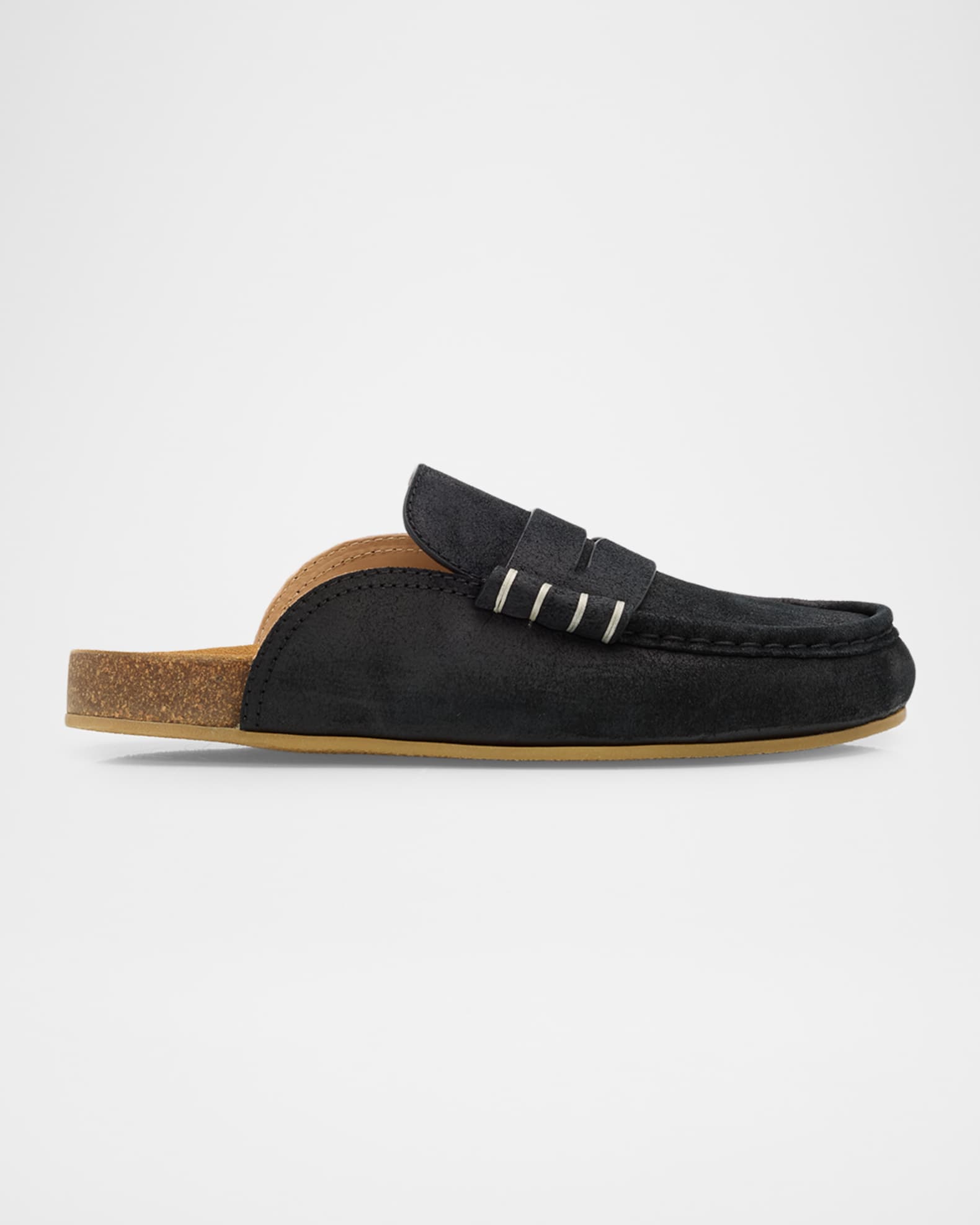 Men's Stitch Suede Penny Loafer Slides | Neiman Marcus