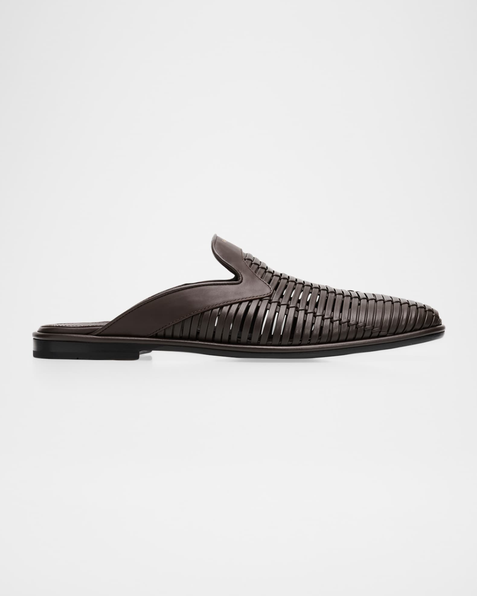 Ferragamo Men's Double-Stitched Leather Slide Mules | Neiman Marcus