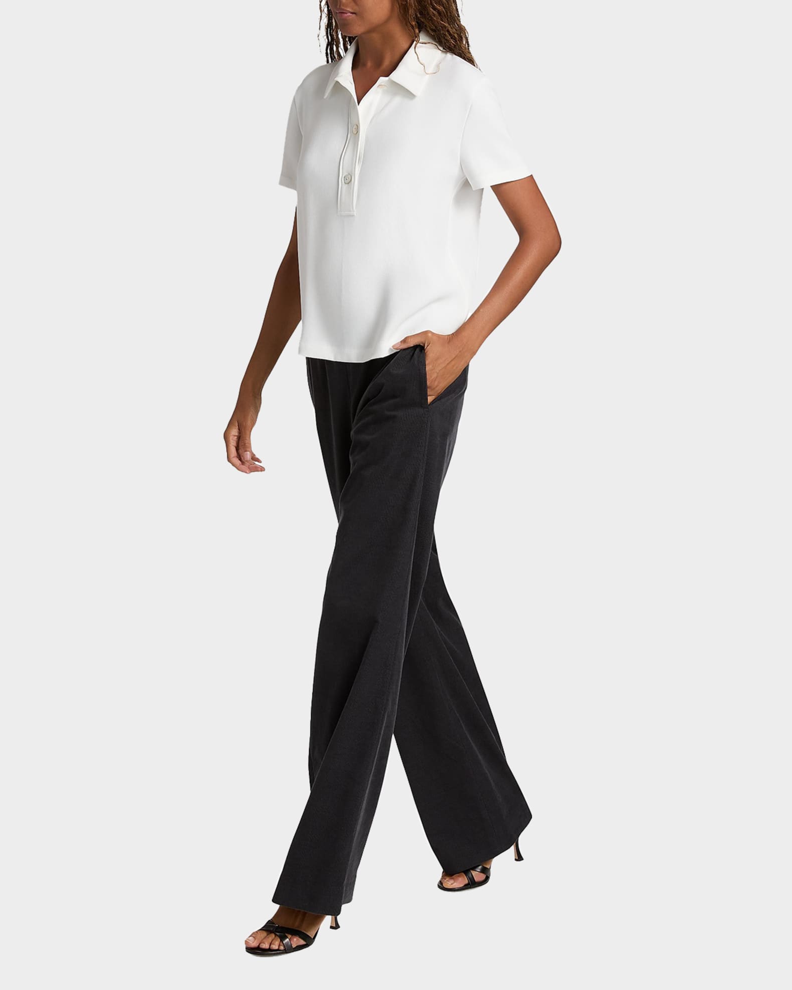 Vince Crepe Short-Sleeve Polo Shirt | Neiman Marcus