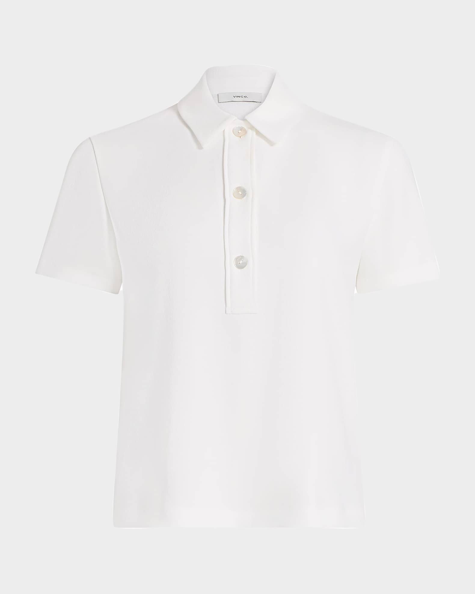 Vince Crepe Short-Sleeve Polo Shirt | Neiman Marcus