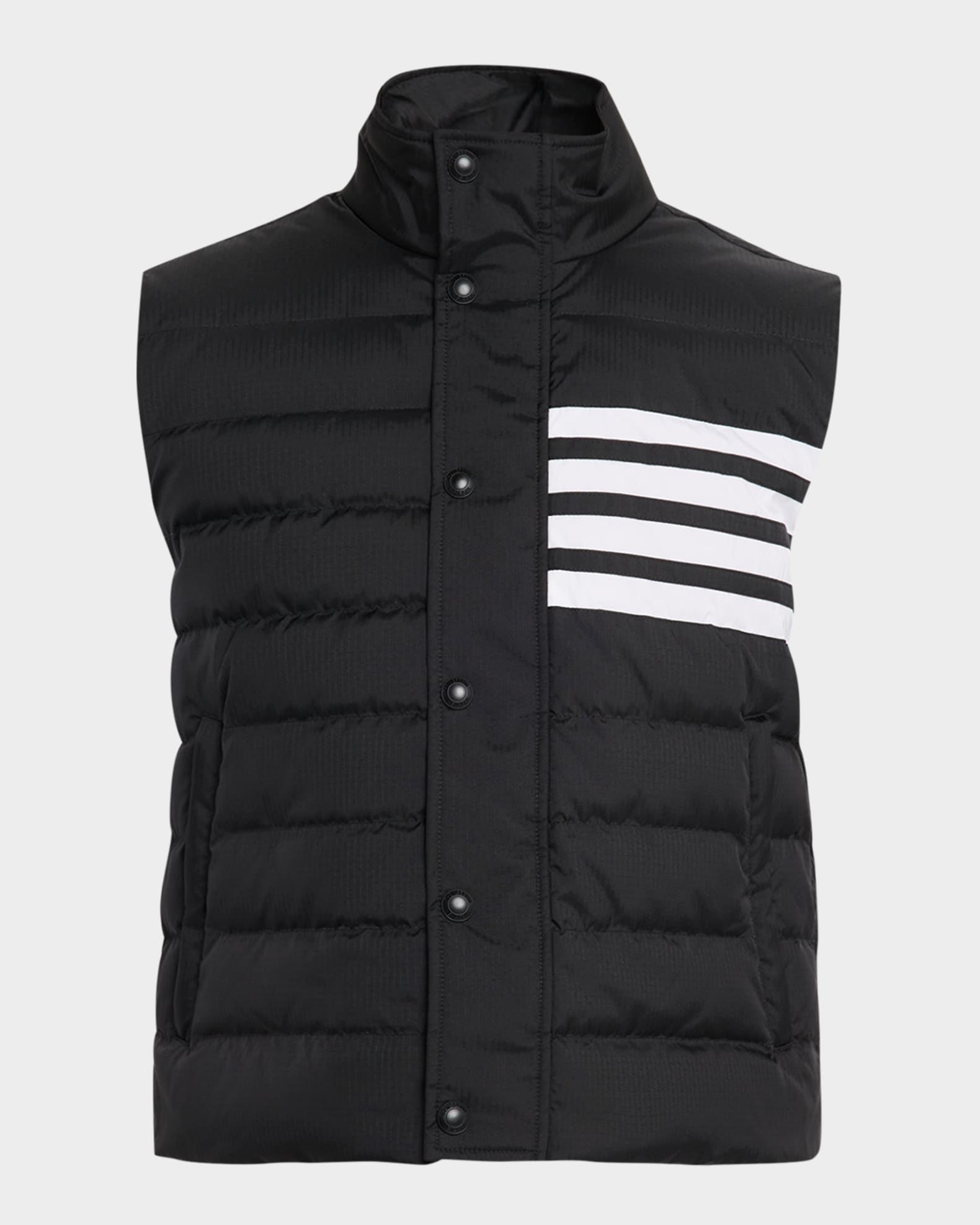 Thom Browne Men's Shiny Ripstop 4-Bar Down Vest | Neiman Marcus