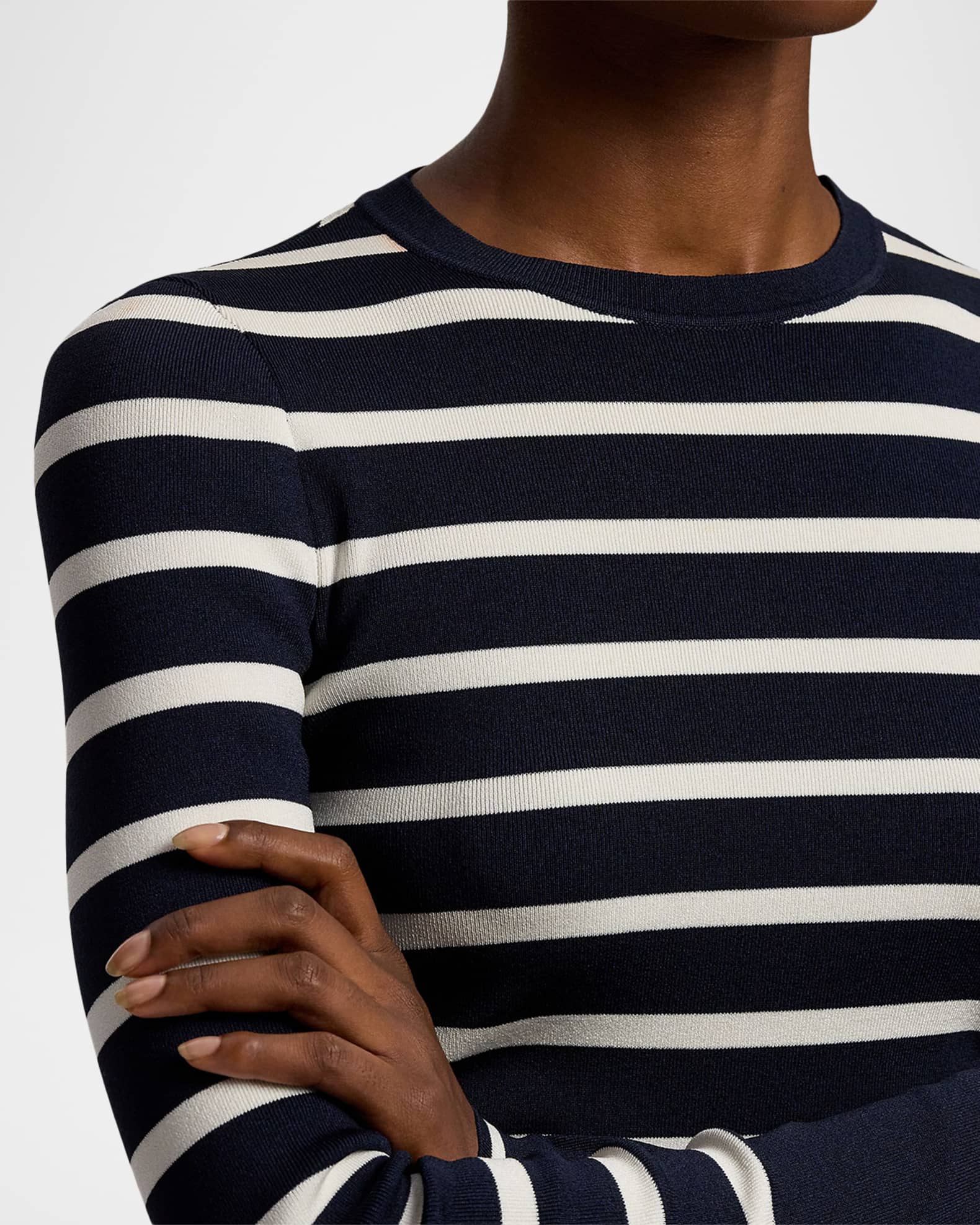 Ralph Lauren Collection Striped Silk-Blend Crewneck Sweater | Neiman Marcus