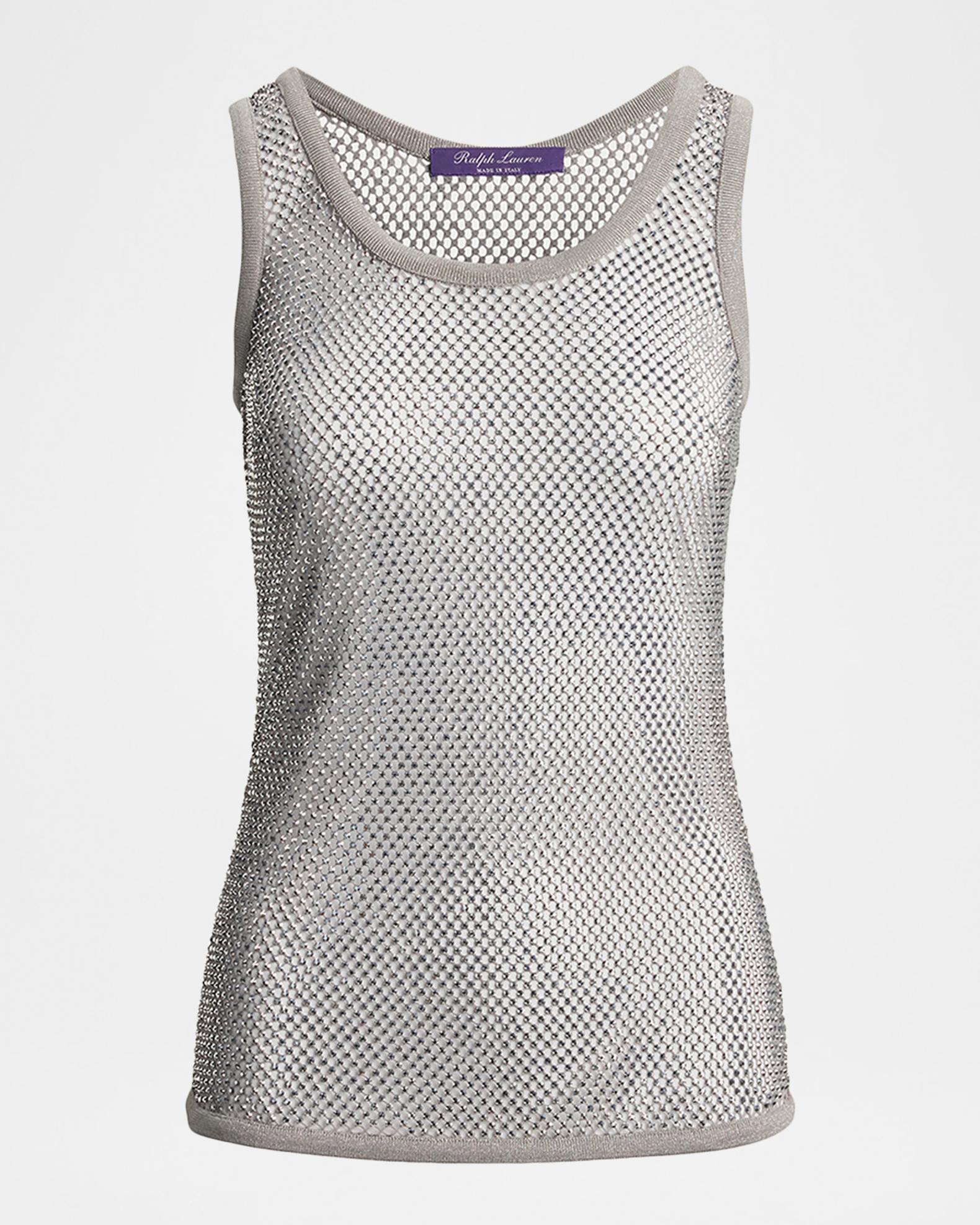 Ralph Lauren Collection Melony Embellished Mesh Tank Top | Neiman Marcus