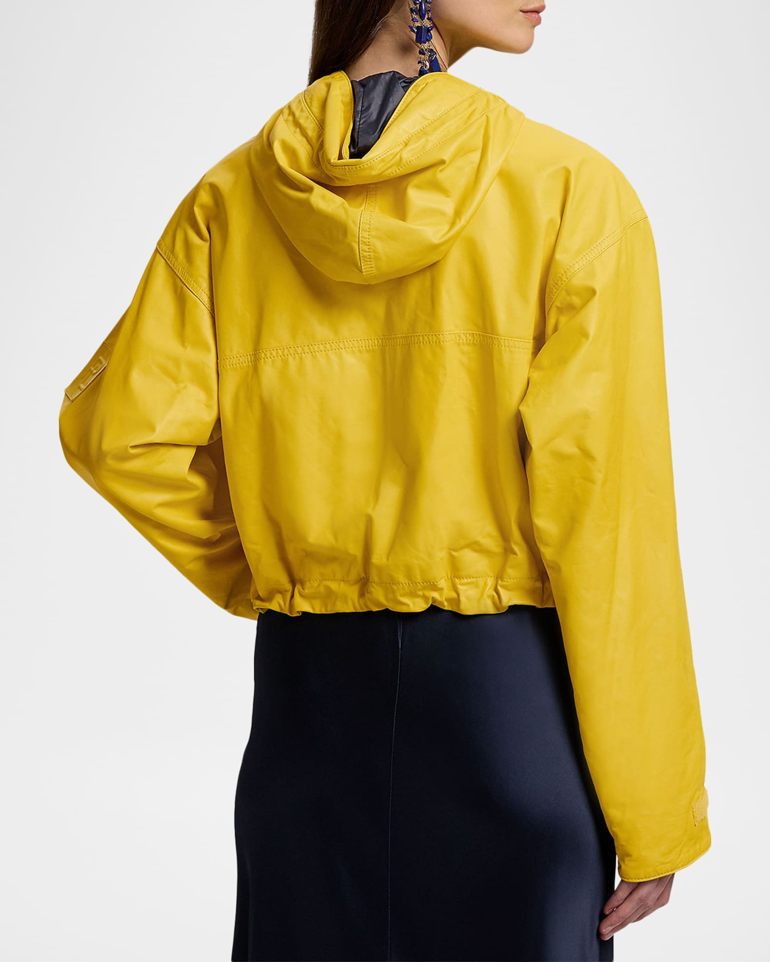 Ralph Lauren Collection Leather Crop Utility Jacket | Neiman Marcus