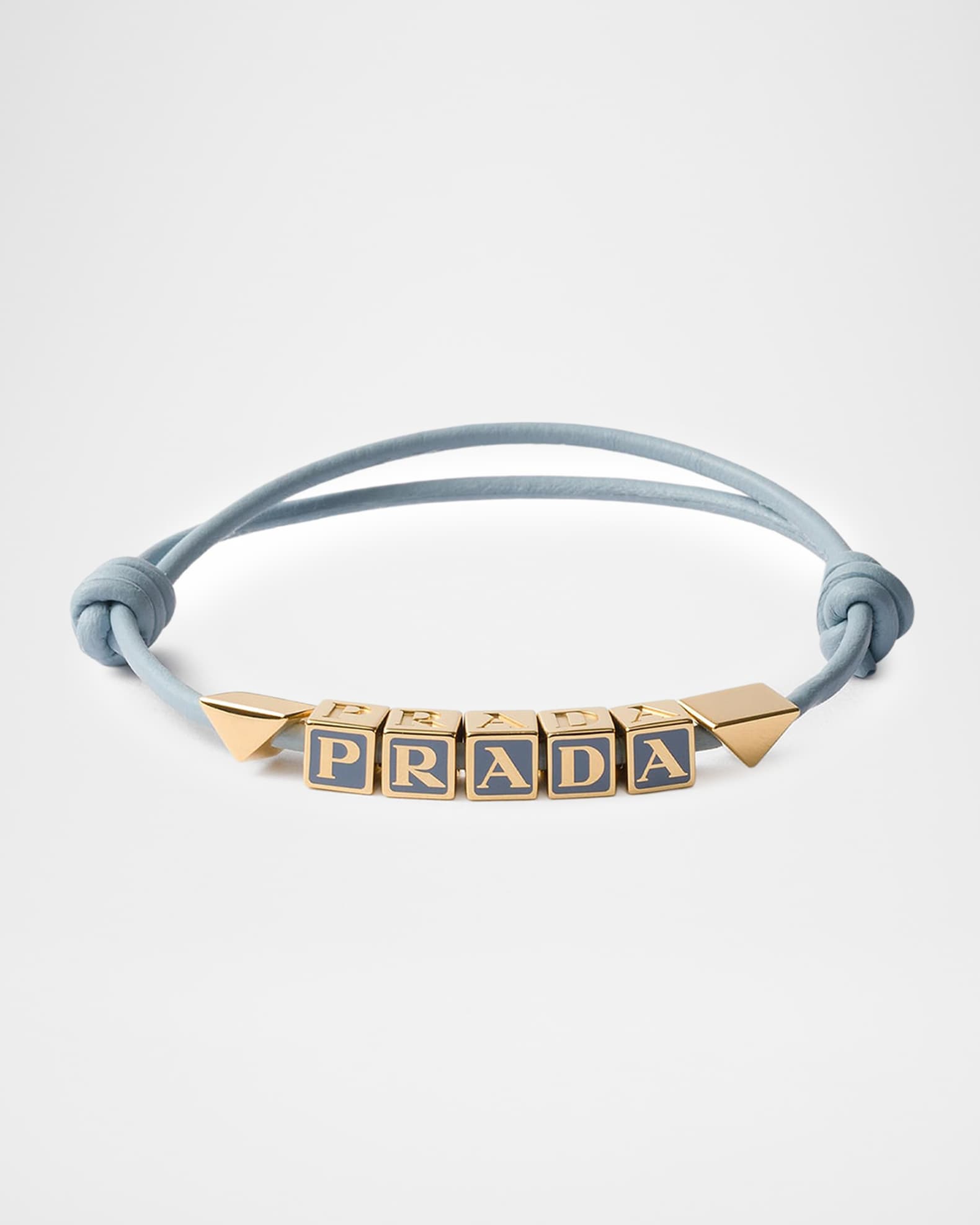 Prada Nappa Leather and Metal Logo Bracelet | Neiman Marcus