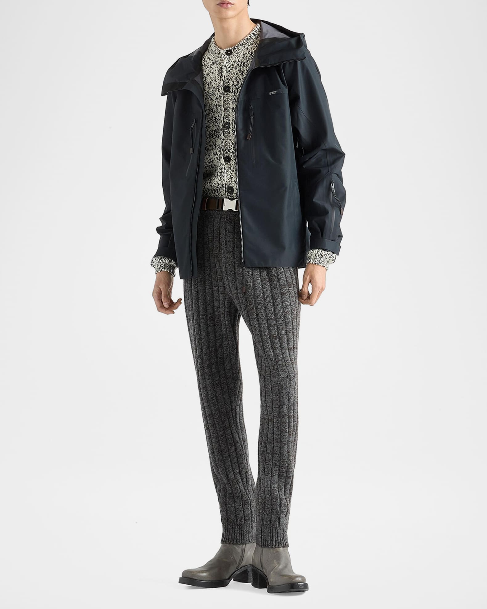 Prada Men's Technical Fabric Hooded Jacket | Neiman Marcus
