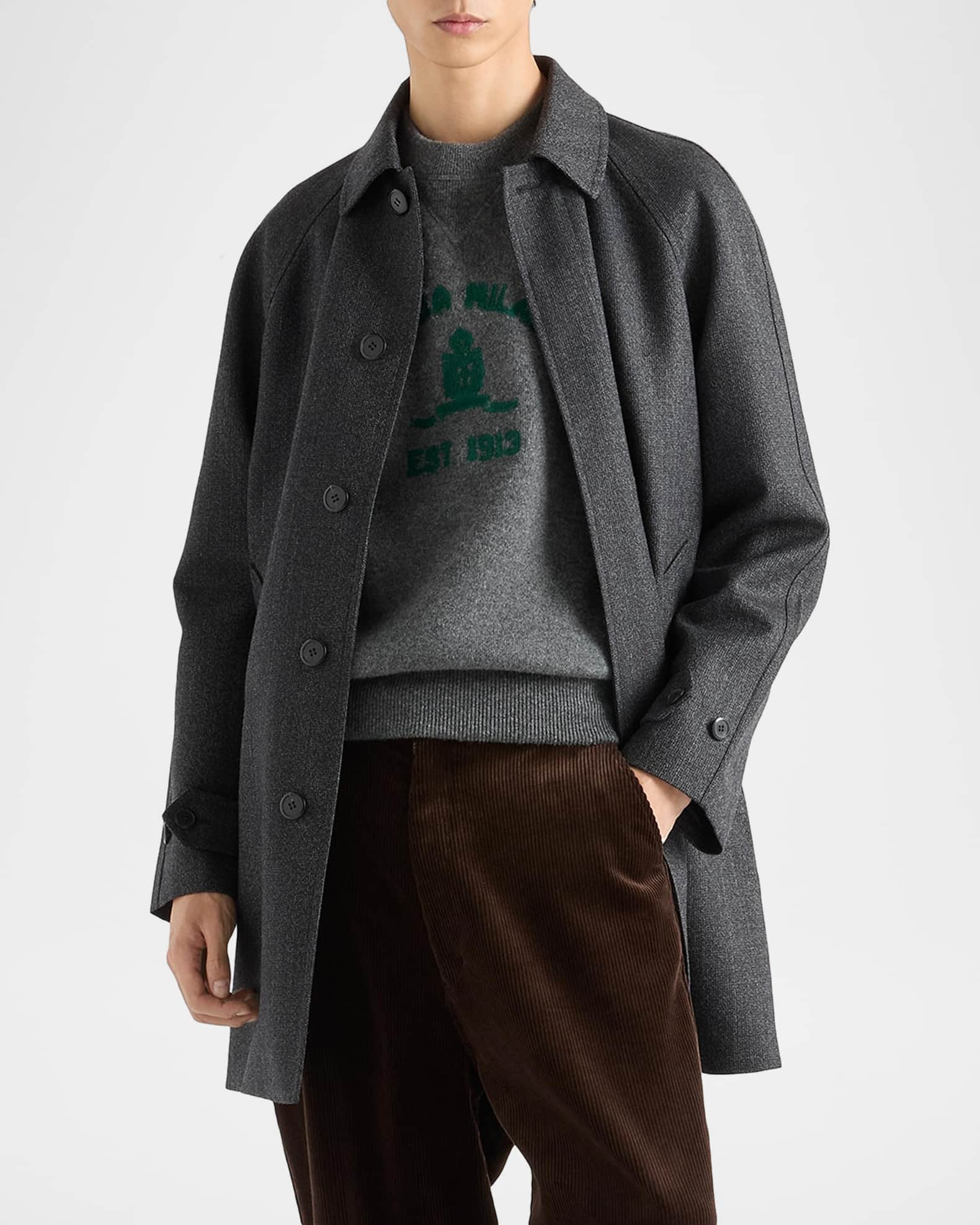 Prada Men's Logo Cashmere Crewneck Sweater | Neiman Marcus