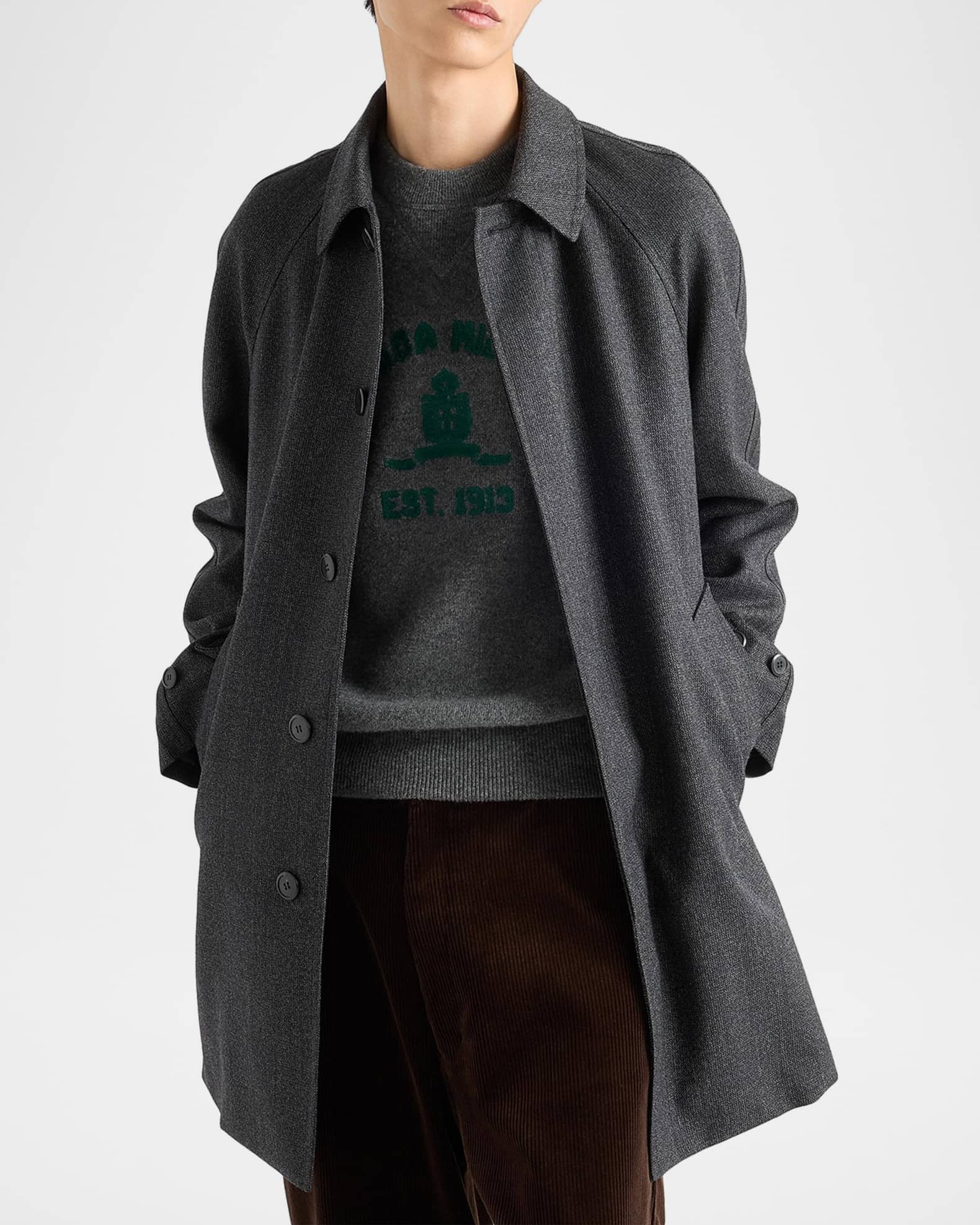 Prada Men's Logo Cashmere Crewneck Sweater | Neiman Marcus