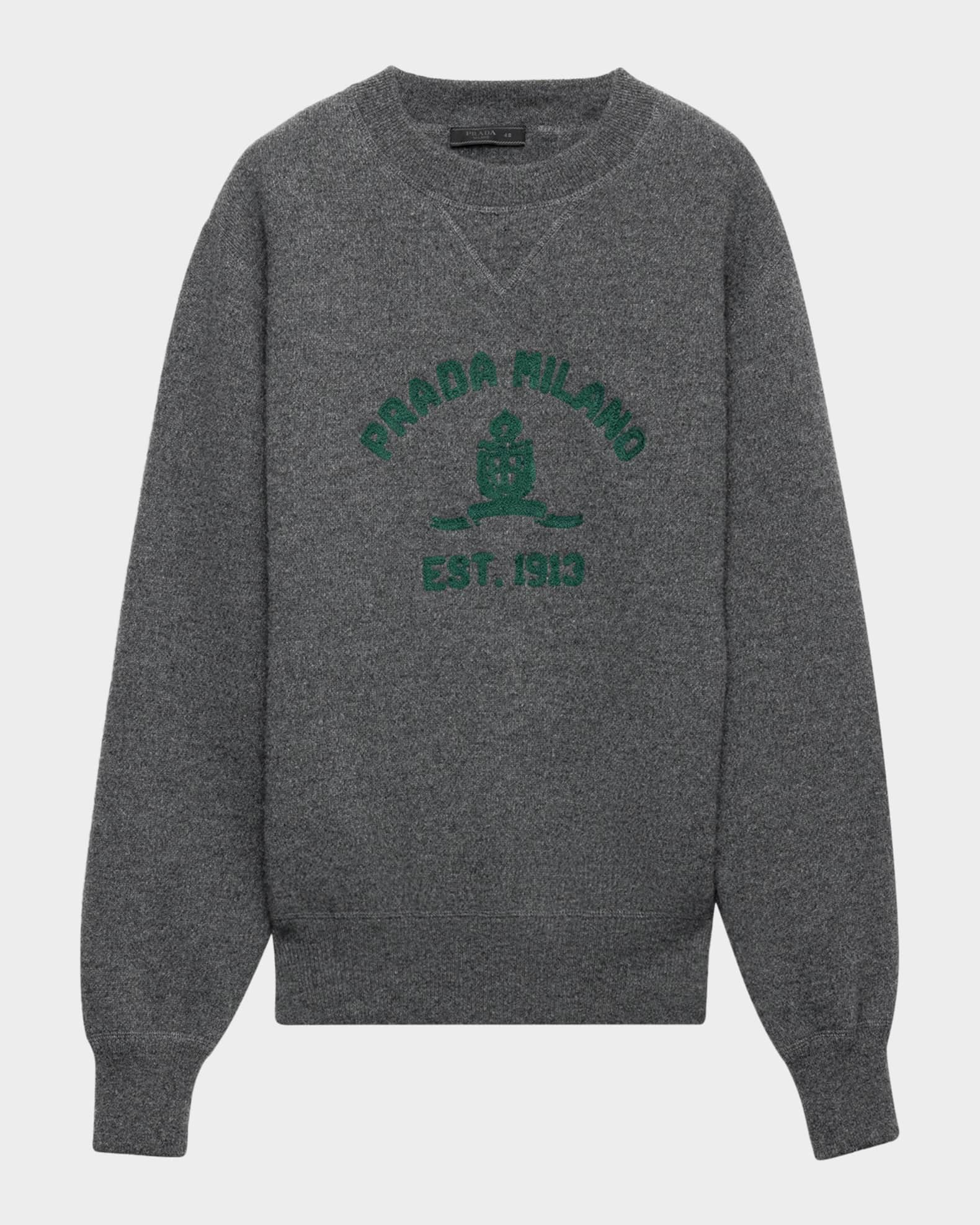 Prada Men's Logo Cashmere Crewneck Sweater | Neiman Marcus