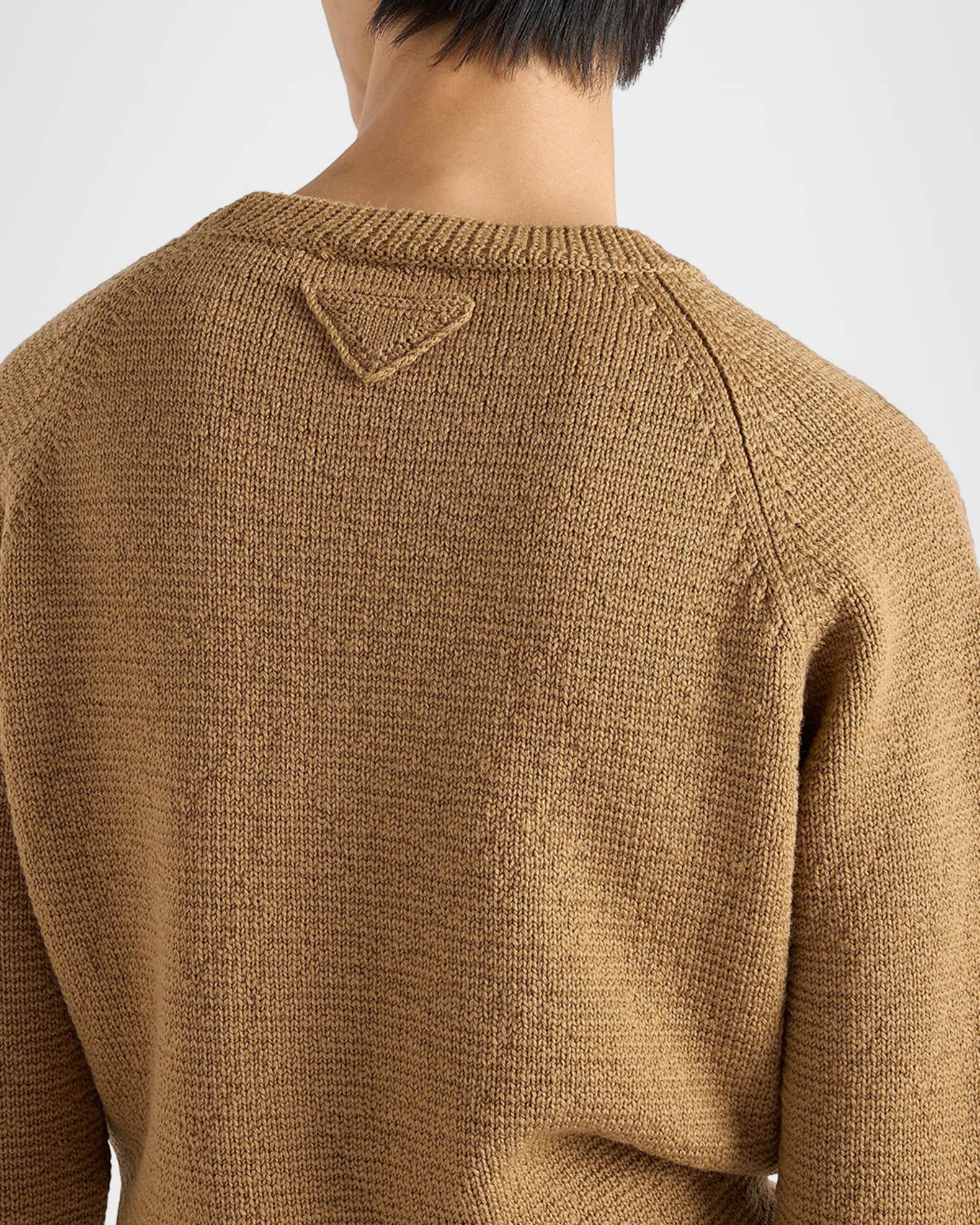 Prada Men's Boxy-Fit Wool Knit Crewneck Sweater | Neiman Marcus