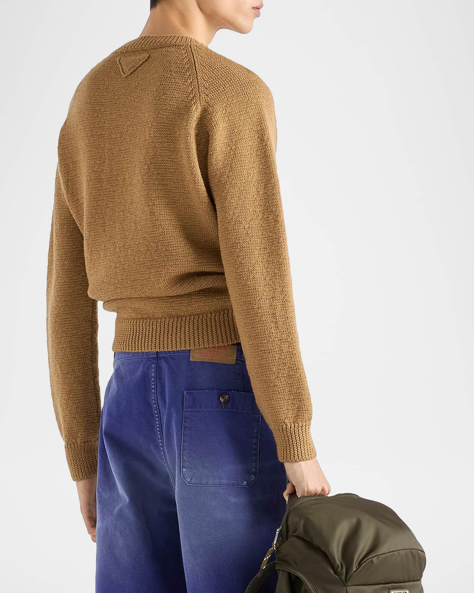 Prada Men's Boxy-Fit Wool Knit Crewneck Sweater | Neiman Marcus