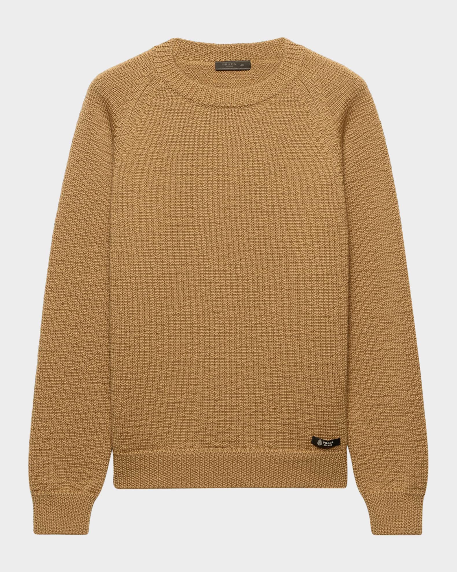 Prada Men's Boxy-Fit Wool Knit Crewneck Sweater | Neiman Marcus