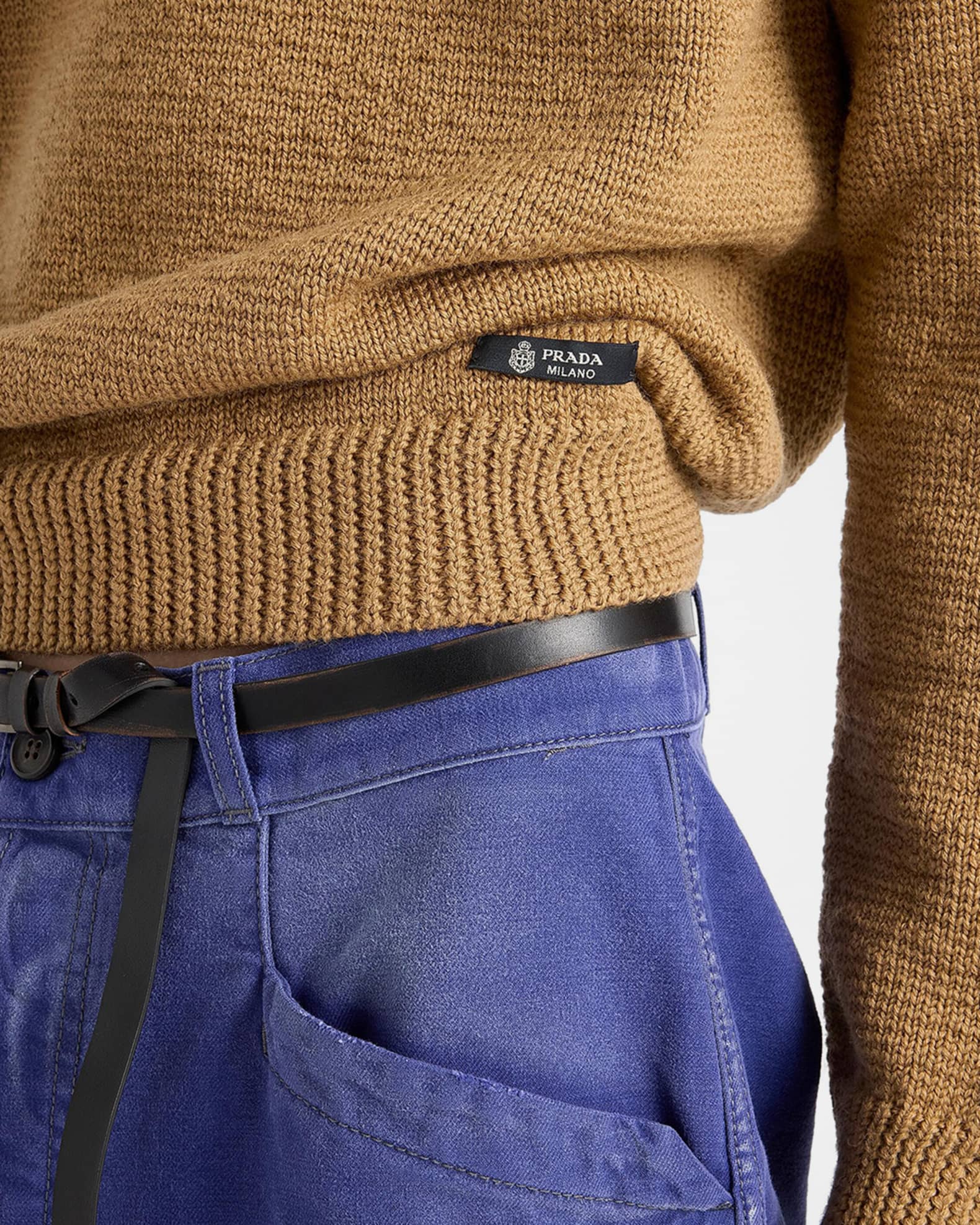 Prada Men's Boxy-Fit Wool Knit Crewneck Sweater | Neiman Marcus