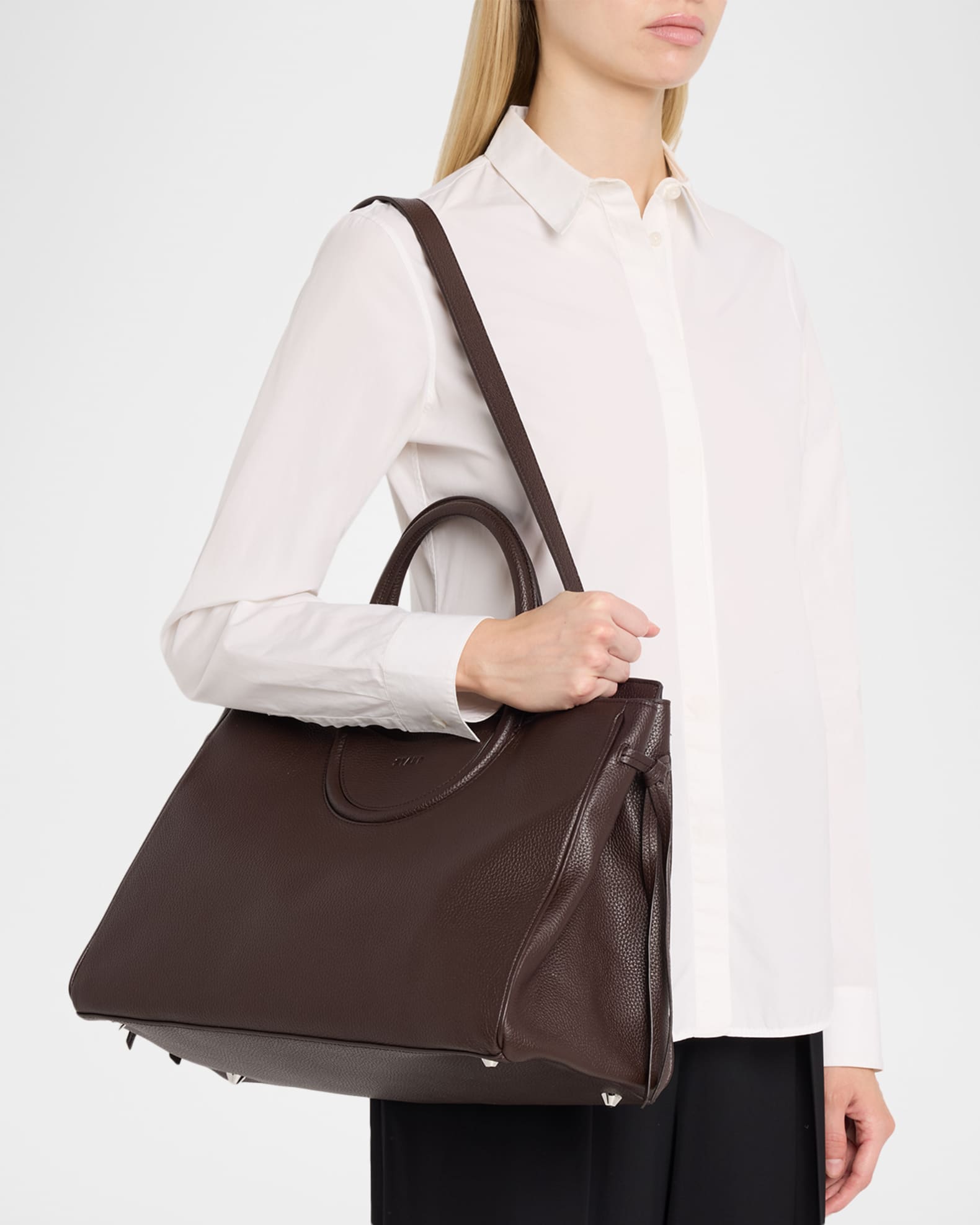 STAUD Maude Pebble Leather Carryall Top-Handle Bag | Neiman Marcus