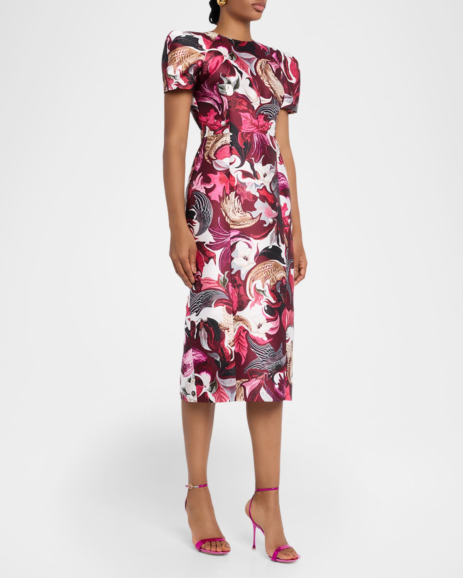 Mary Katrantzou Surene Floral-Print Midi Sheath Dress | Neiman Marcus