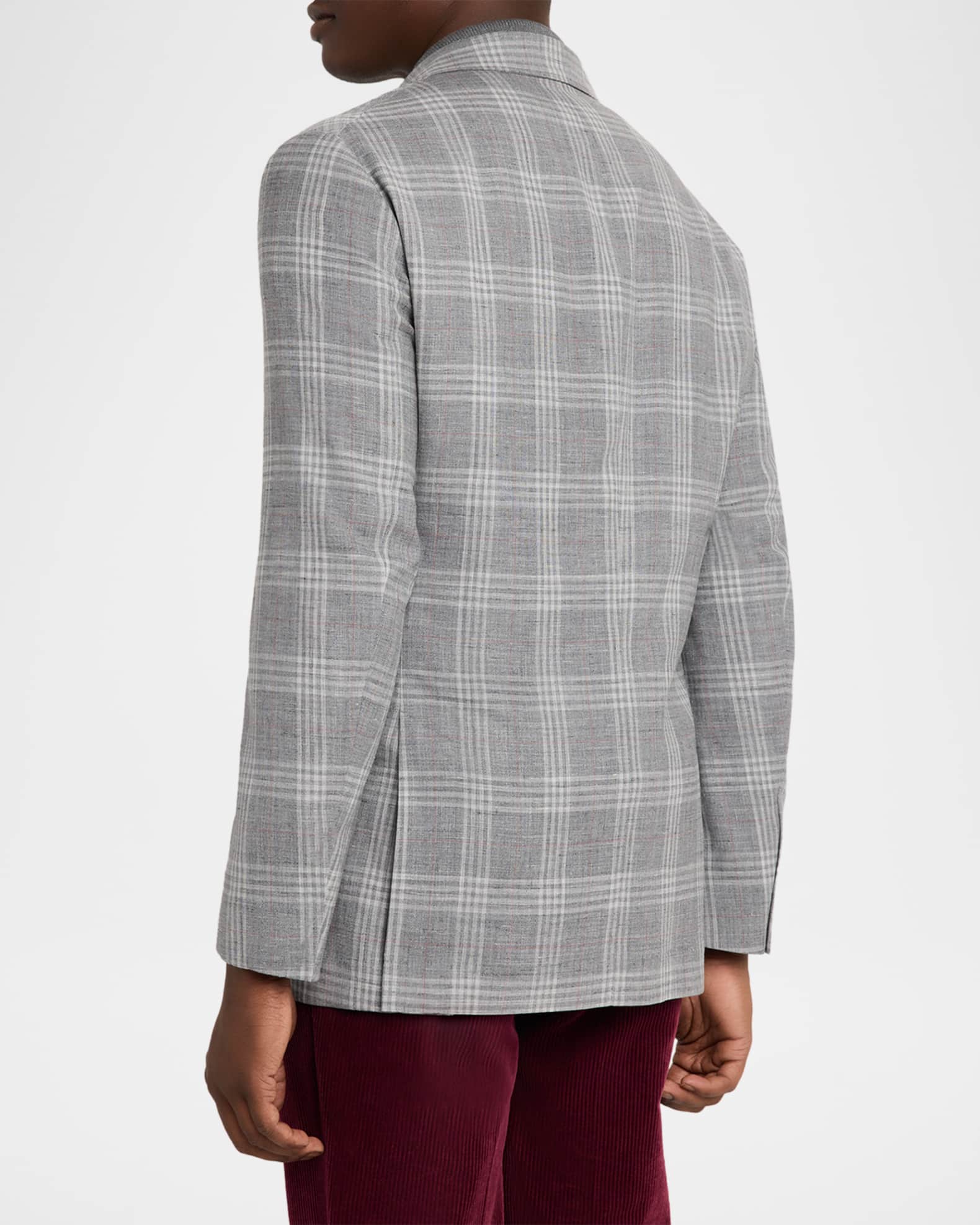 Brunello Cucinelli Men's Wool, Silk and Linen Plaid Single-Breasted ...