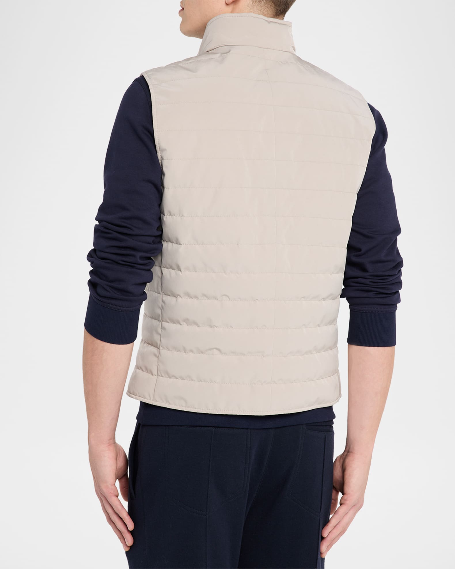 Brunello Cucinelli Men's Bonded Nylon Down Vest | Neiman Marcus